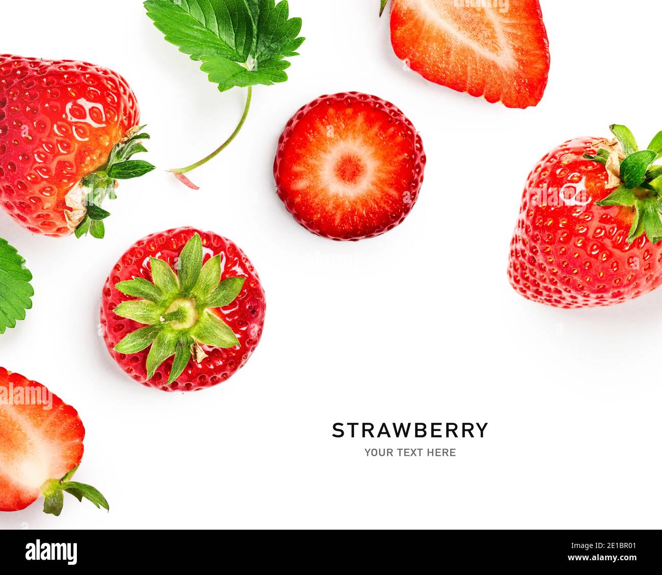 Fresh strawberry fruits composition and creative layout on white ...
