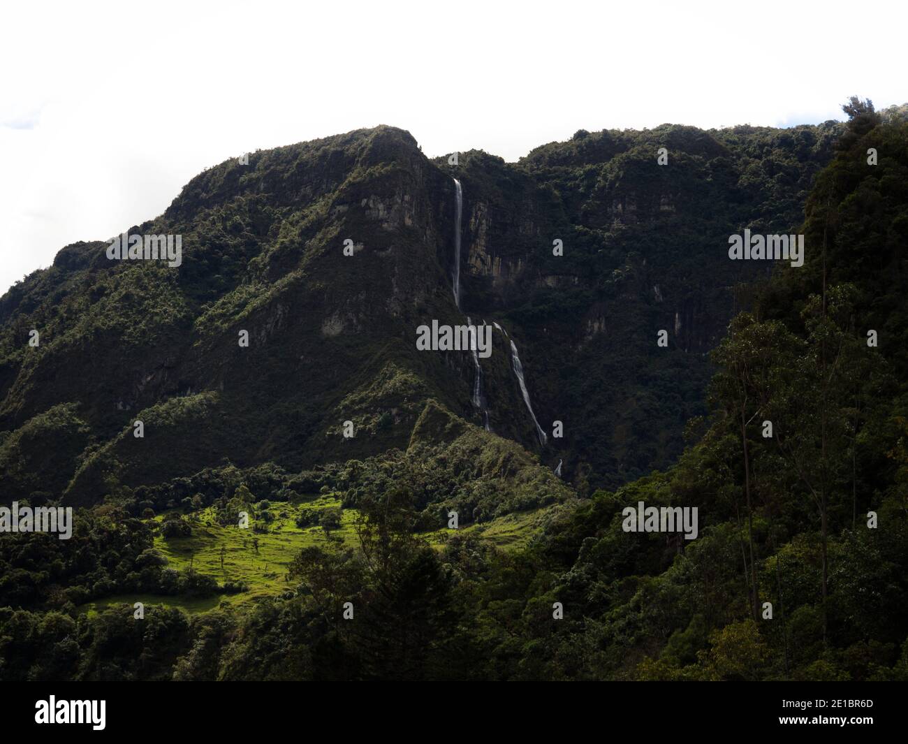 Panoramic view of El Chorro de Giron waterfall cascade cataract near ...