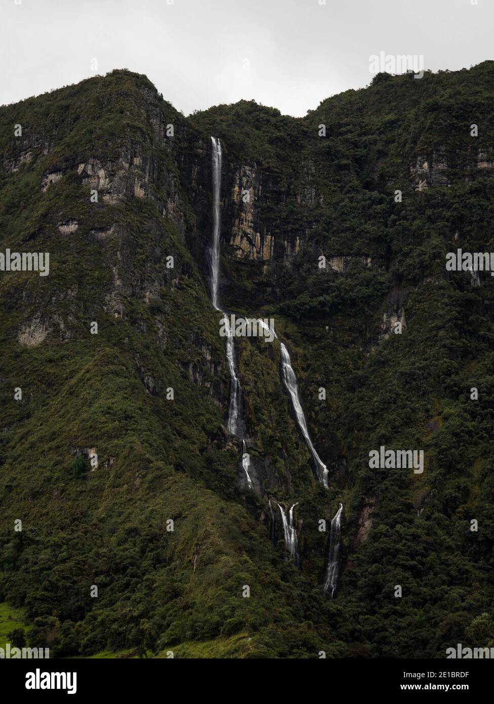 Panoramic view of El Chorro de Giron waterfall cascade cataract near ...