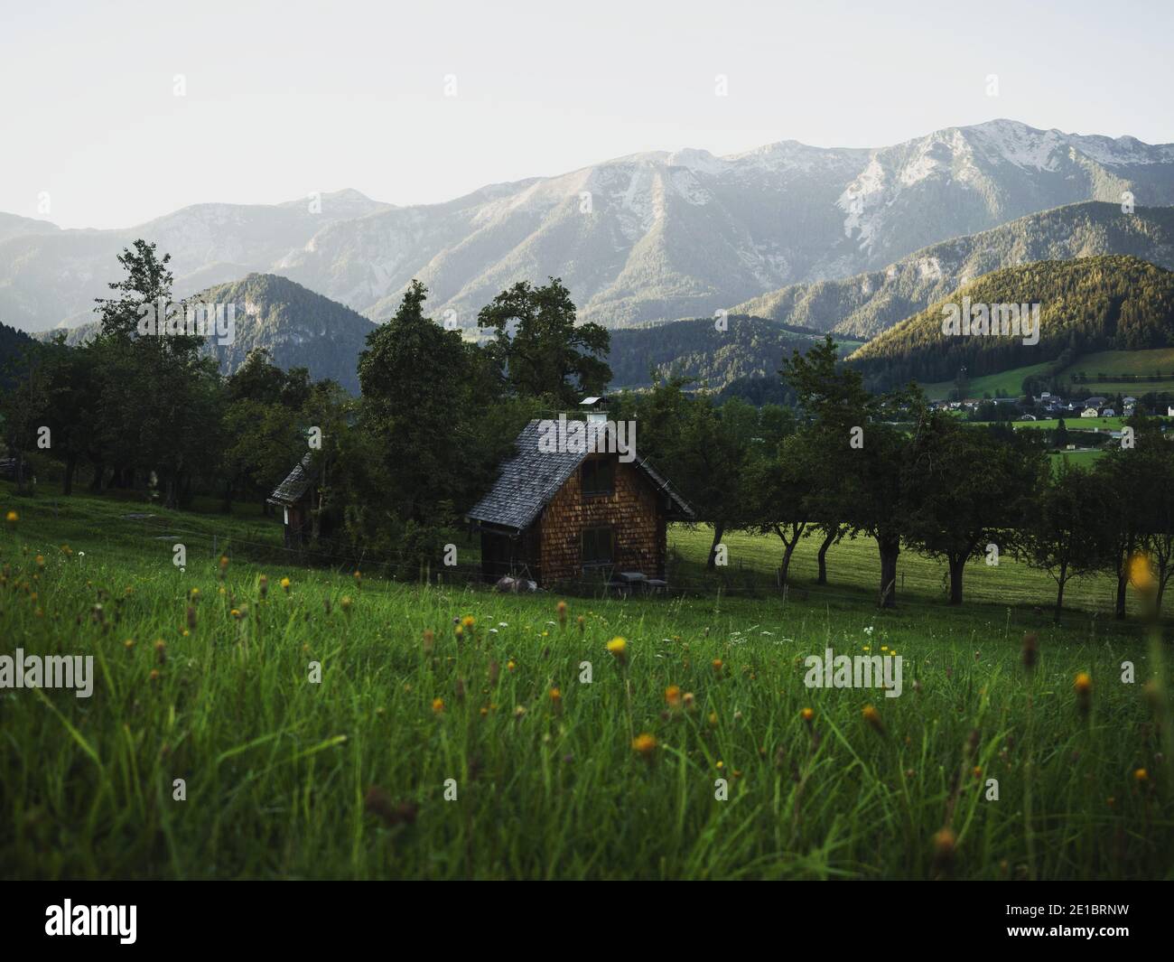 Cute cozy little rustic wood cabin hut shack alpine landscape nature ...