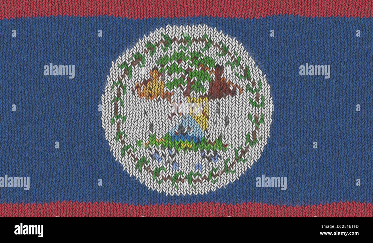 Illustration of a Knitted Flag of Belize Stock Photo - Alamy