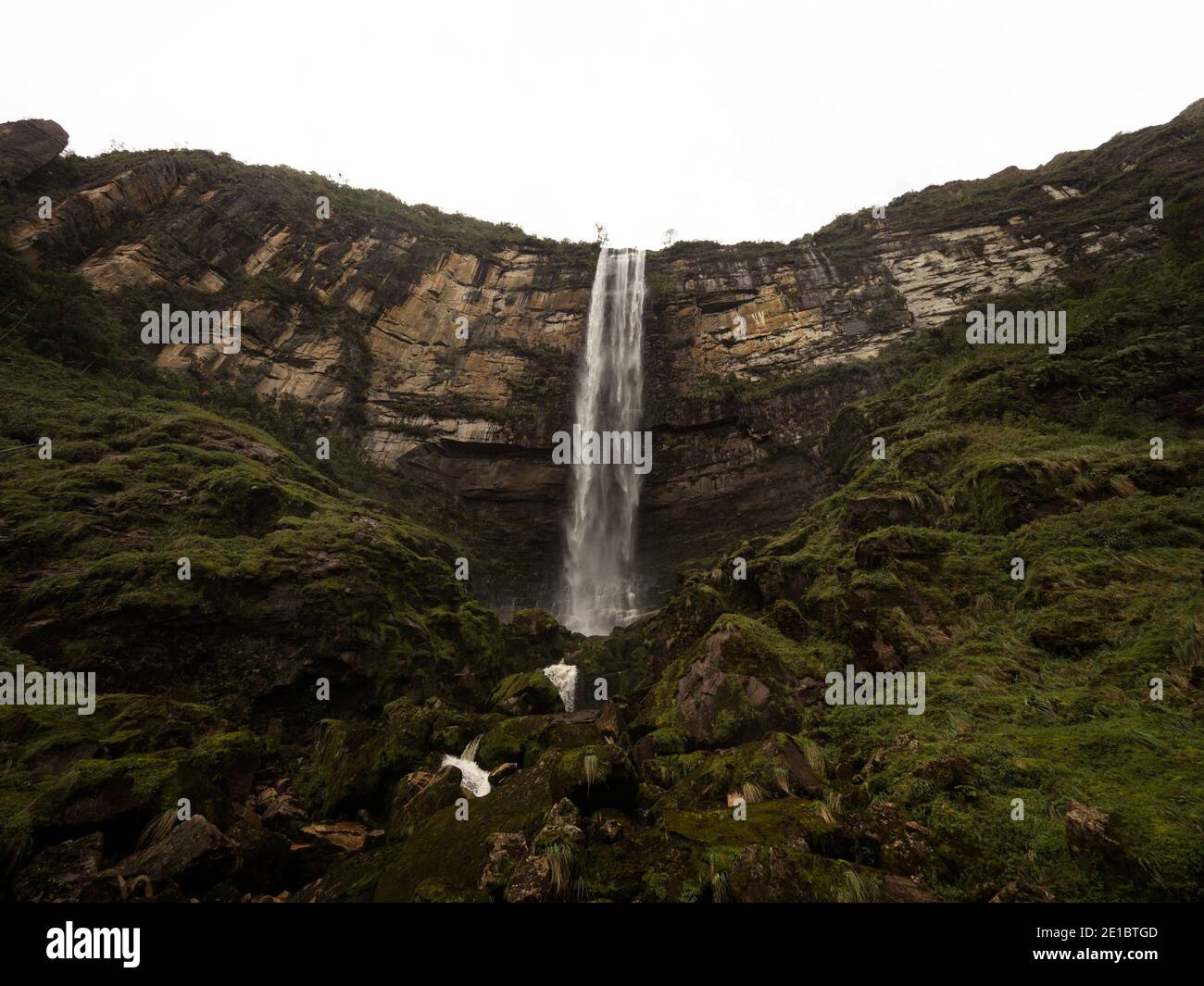 Panoramic view of Catarata del Gocta waterfall cataract cascade in ...