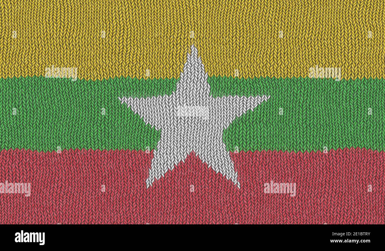 Illustration of a Knitted Flag of Burma - Myanmar Stock Photo - Alamy