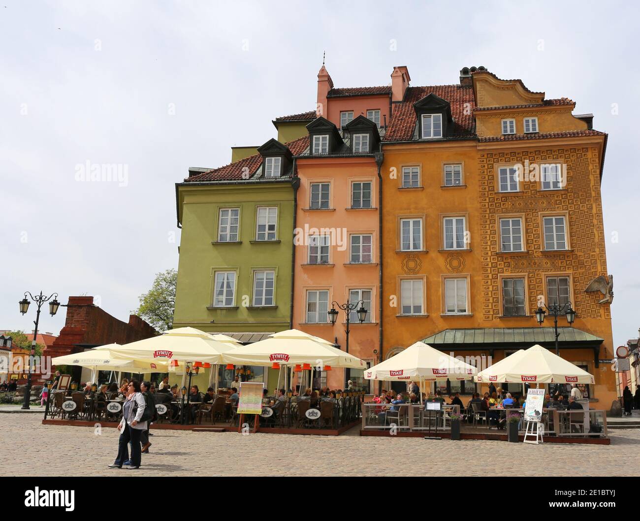 WARSAW,POLAND-MAY 16:Beautiful colorful Old Buildings and Restaurants ...
