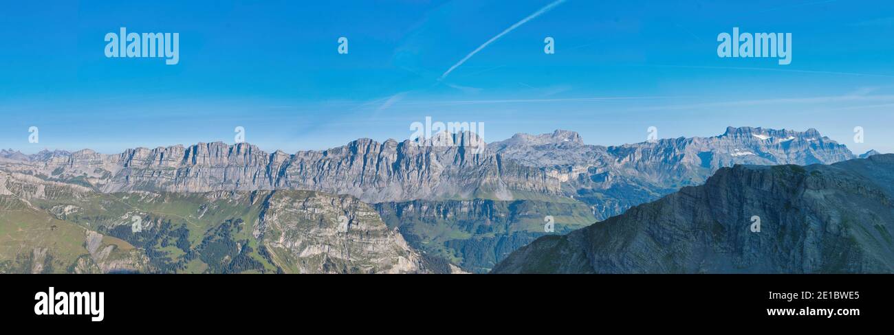 Swiss mountain peaks panorama pictures with blue sky and text free ...