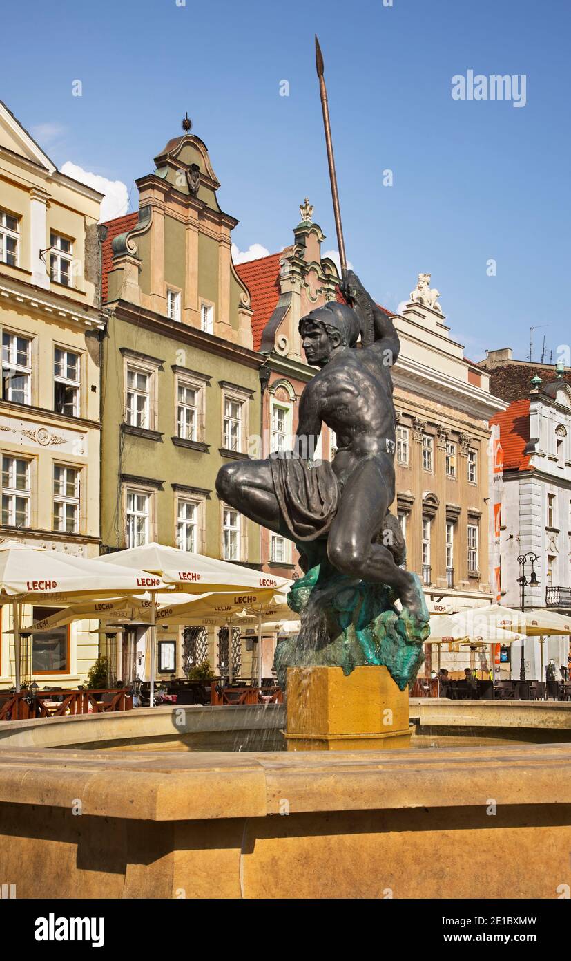 Fountain of Mars at Old Market square in Poznan. Poland Stock Photo - Alamy