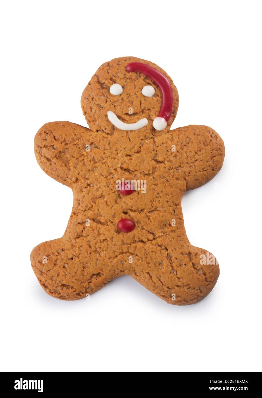 Studio shot of a gingerbread man cut out against a white background ...