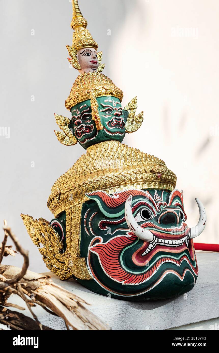 traditional Lakhon Khol mask dance ceremony costume at Wat Svay Andet ...