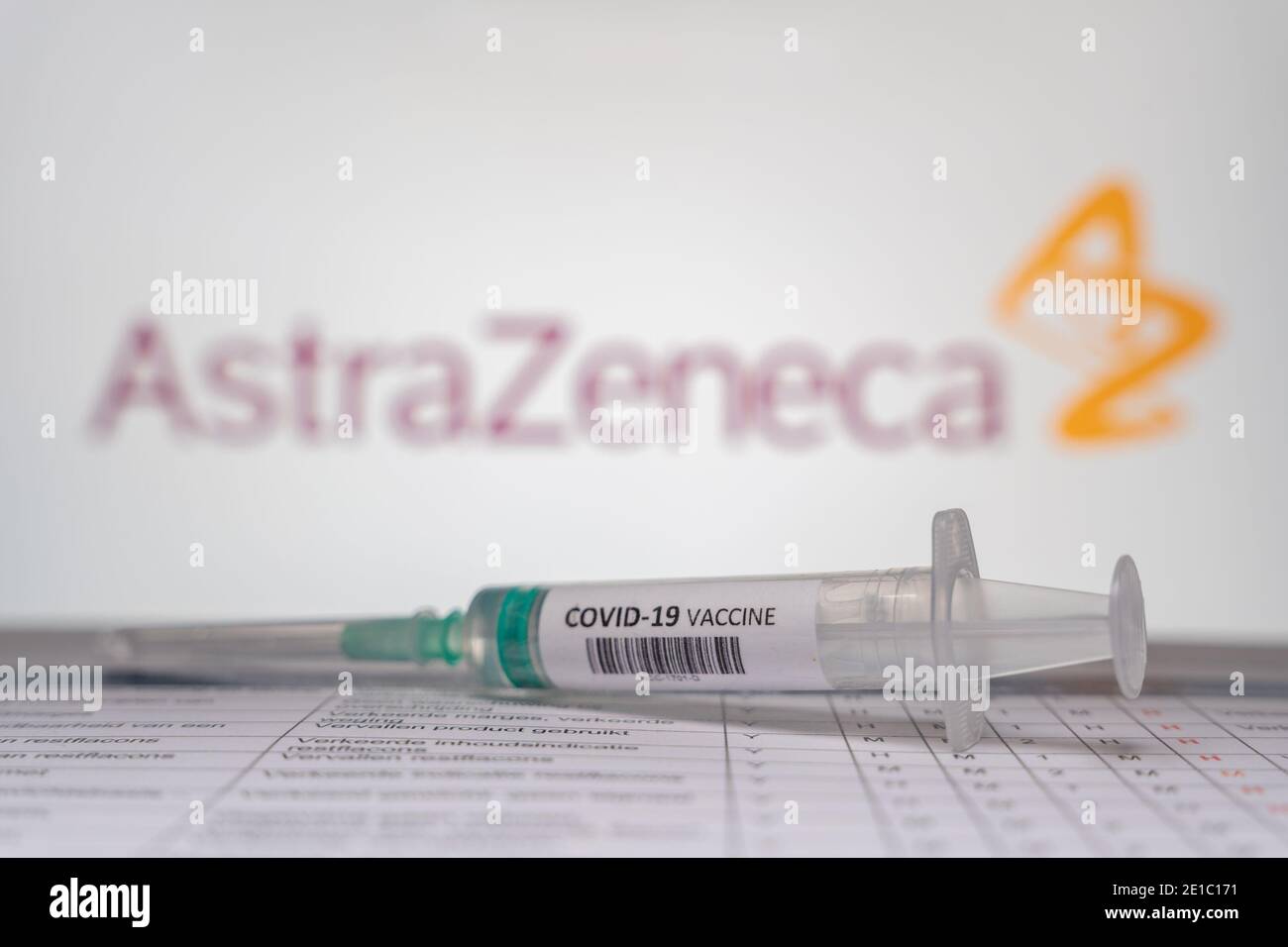 NIJMEGEN, NETHERLANDS - JANUARY 4: Corona vaccine / Covid-19 vaccine ...