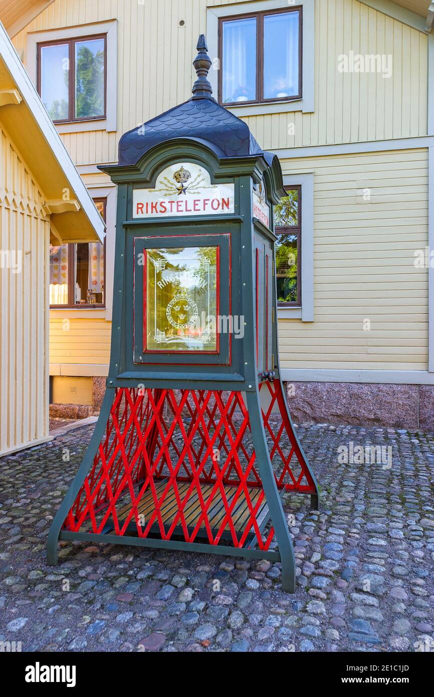 Old telephone booth at a house in Sweden Stock Photo - Alamy