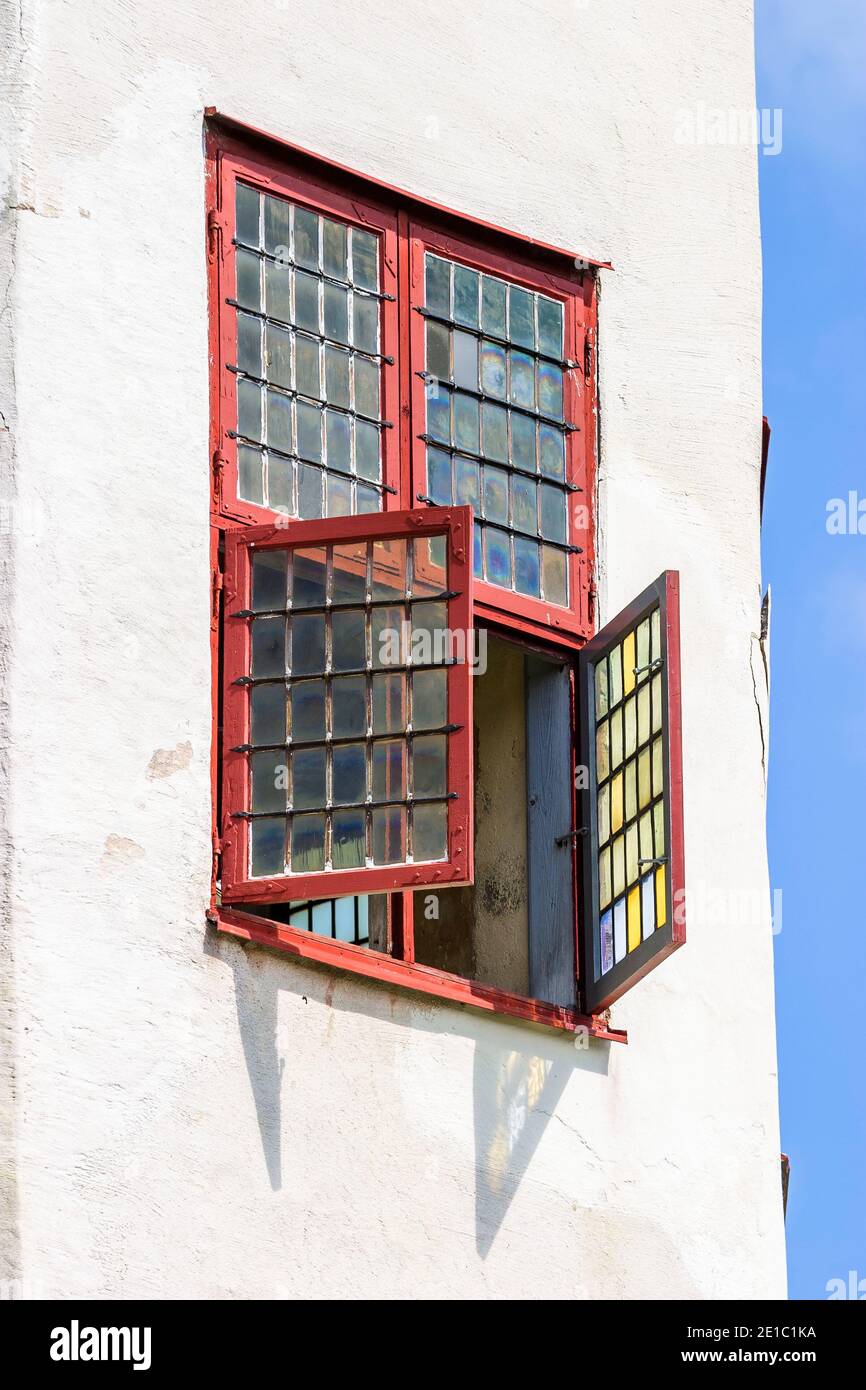 Open windows on a castle wall Stock Photo - Alamy
