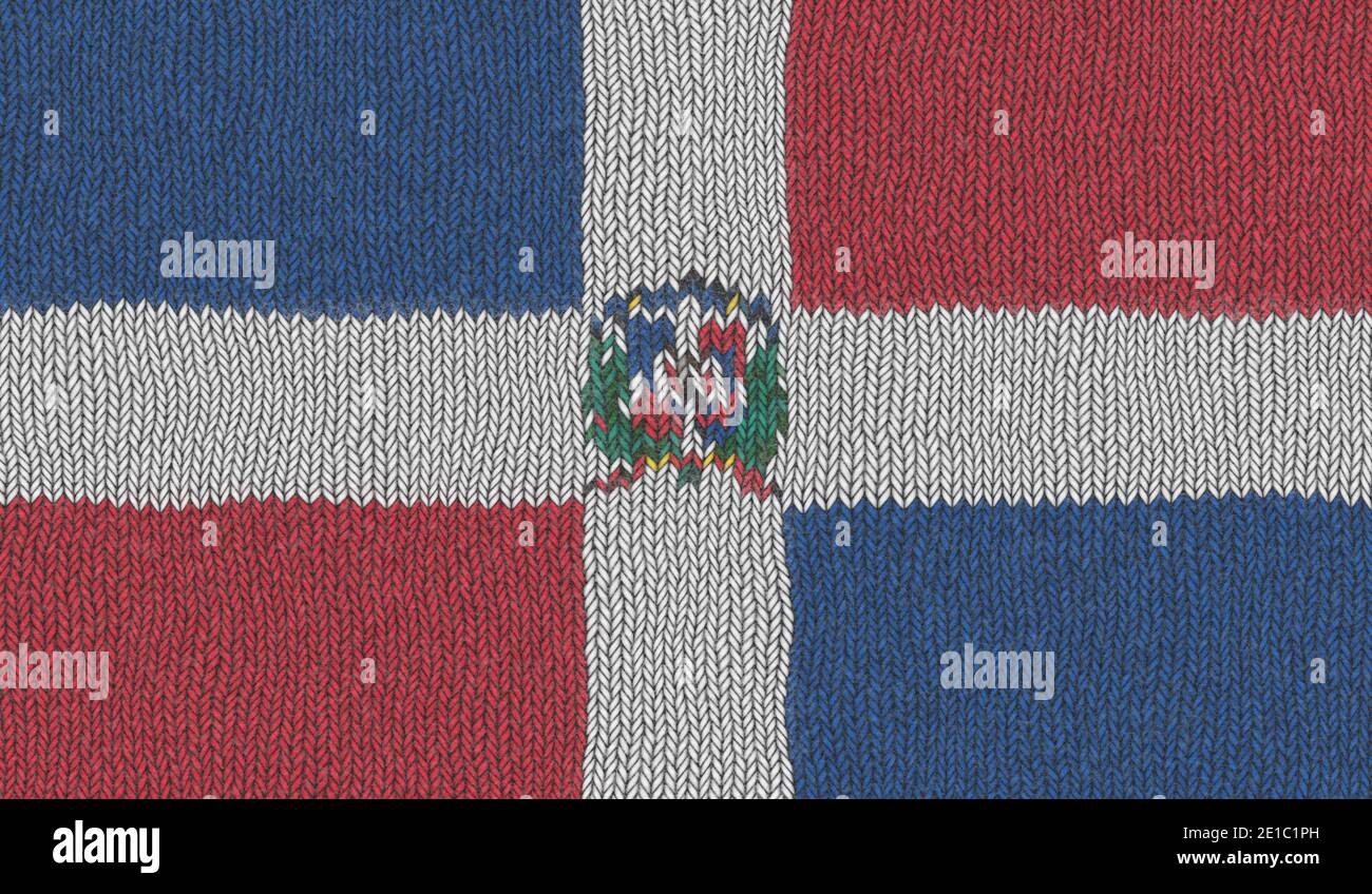 Illustration of a Knitted Flag of Dominican Republic Stock Photo - Alamy