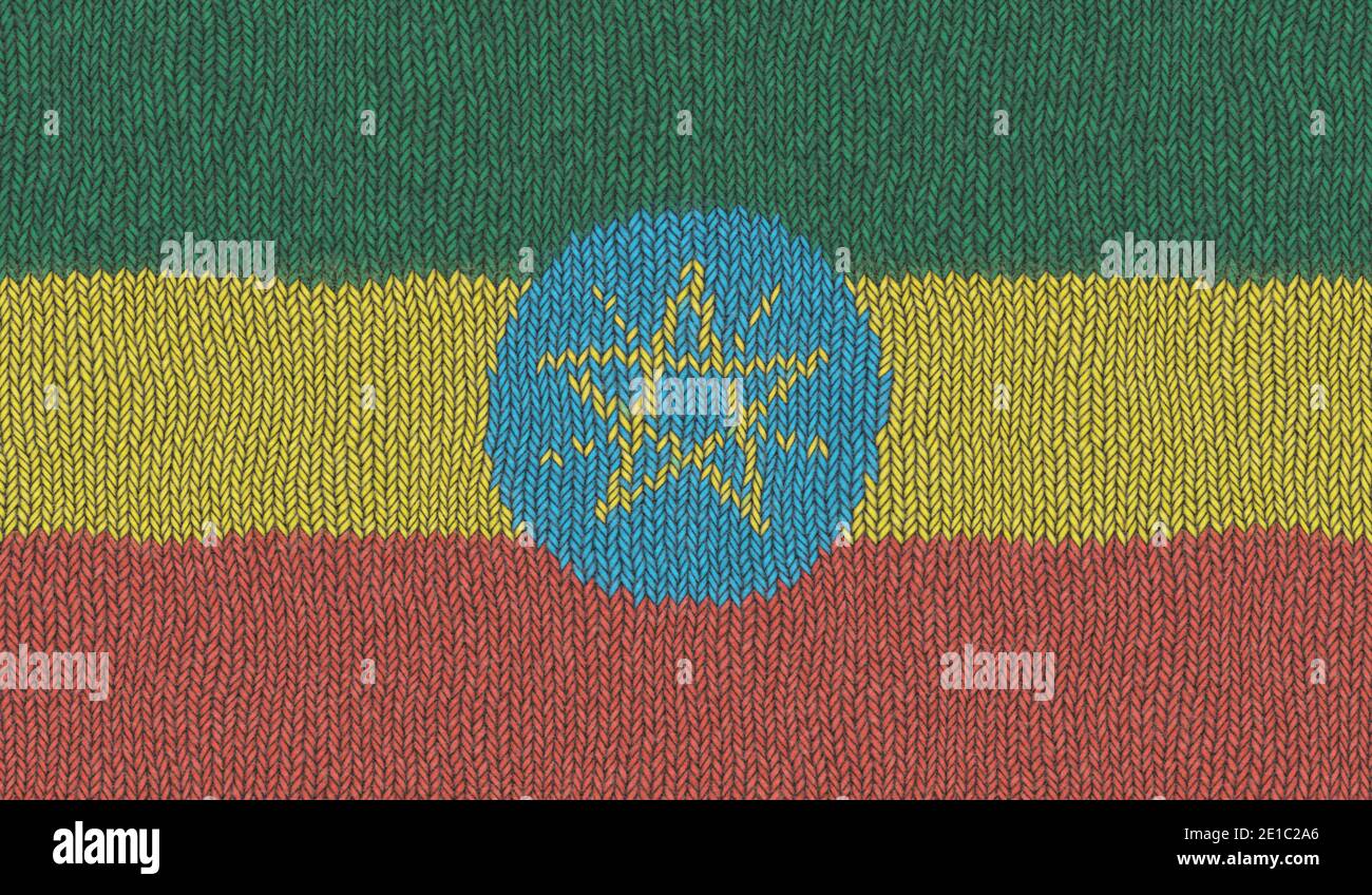 Illustration of a Knitted Flag of Ethiopia Stock Photo - Alamy