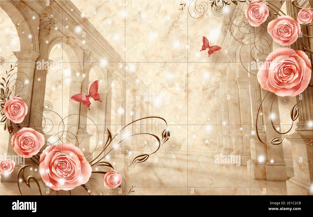 3d wallpaper design and beautiful wall brick background Stock Photo - Alamy