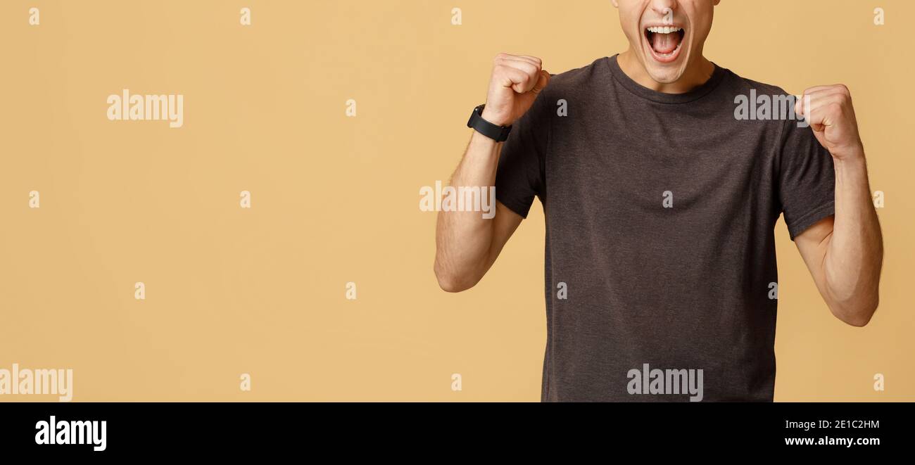 Oh yes, it worked, emotions of winning and success Stock Photo - Alamy