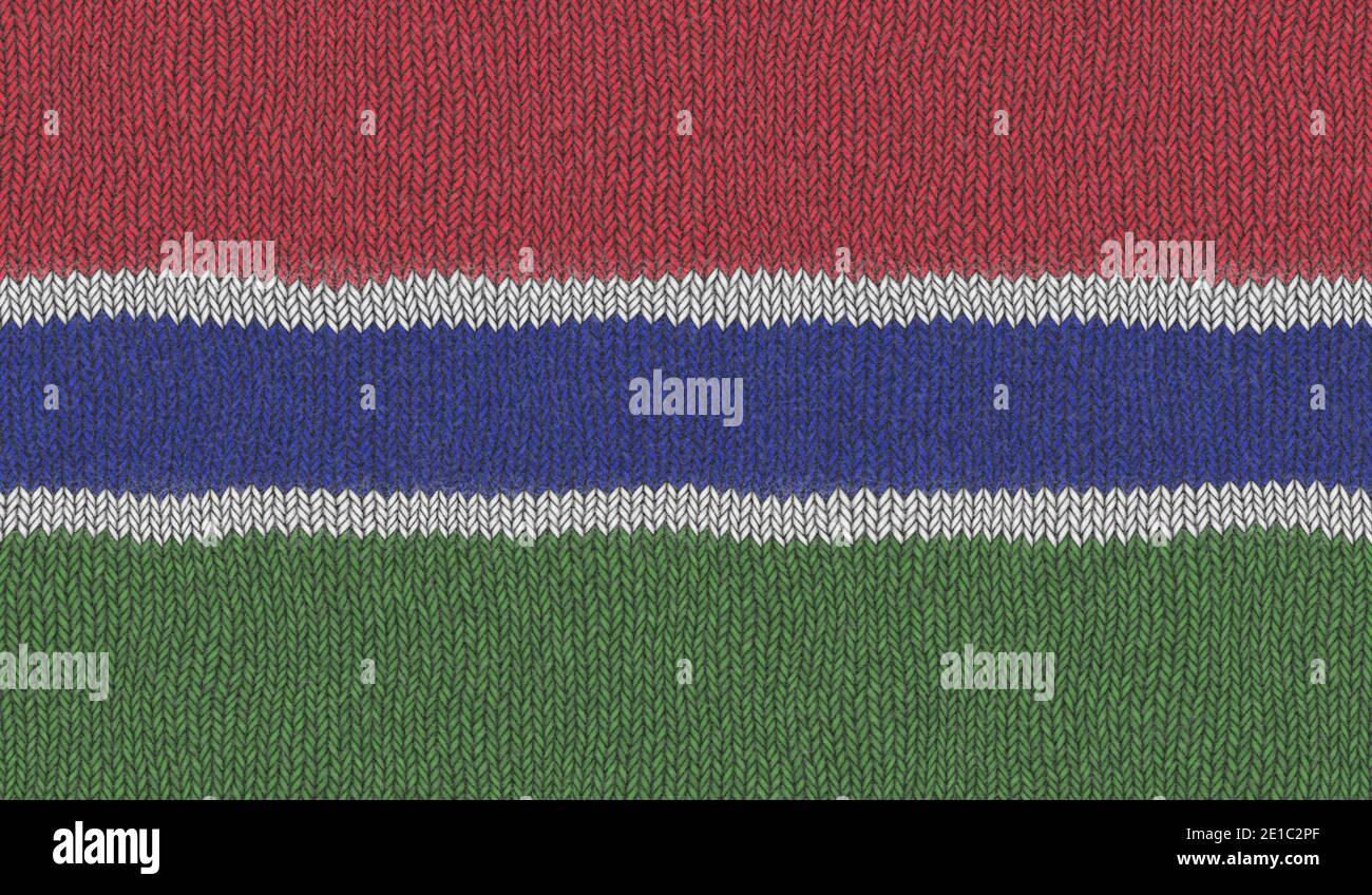 Illustration of a Knitted Flag of Gambia Stock Photo - Alamy