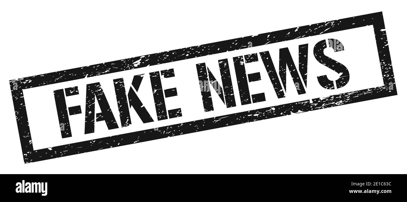 FAKE NEWS black grungy rectangle stamp sign Stock Photo - Alamy