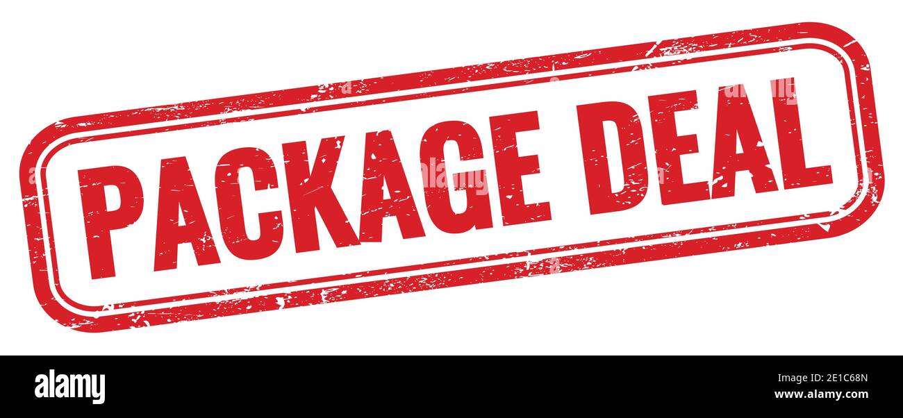 PACKAGE DEAL text on red grungy vintage rectangle stamp Stock Photo - Alamy