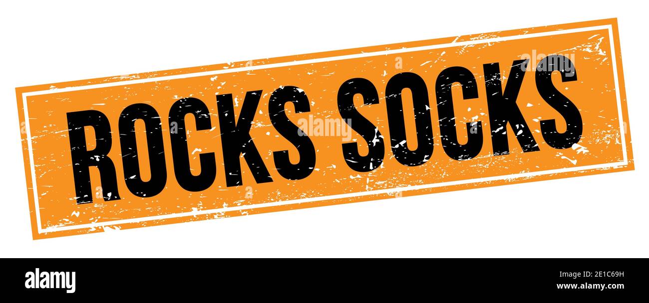 ROCKS SOCKS text on black orange grungy rectangle stamp sign Stock ...