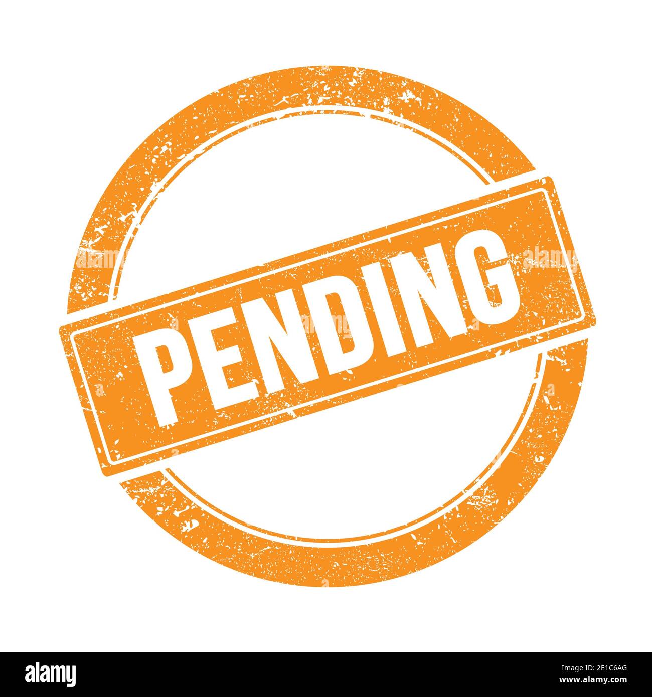 PENDING text on orange grungy round vintage stamp Stock Photo - Alamy