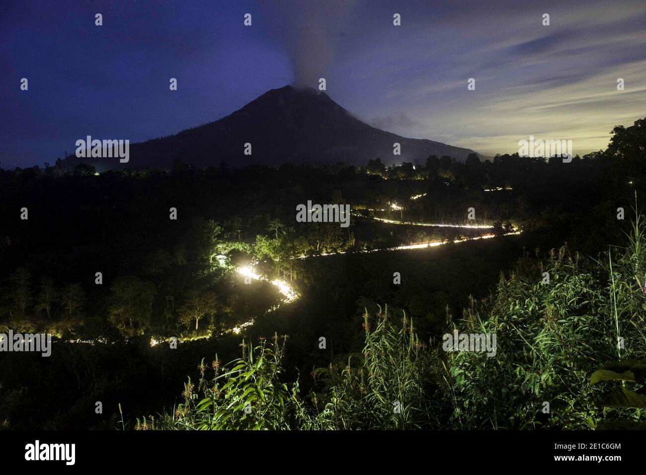 Sinabung volcano landscape seen from Tiga Pancur village in Karo, North ...