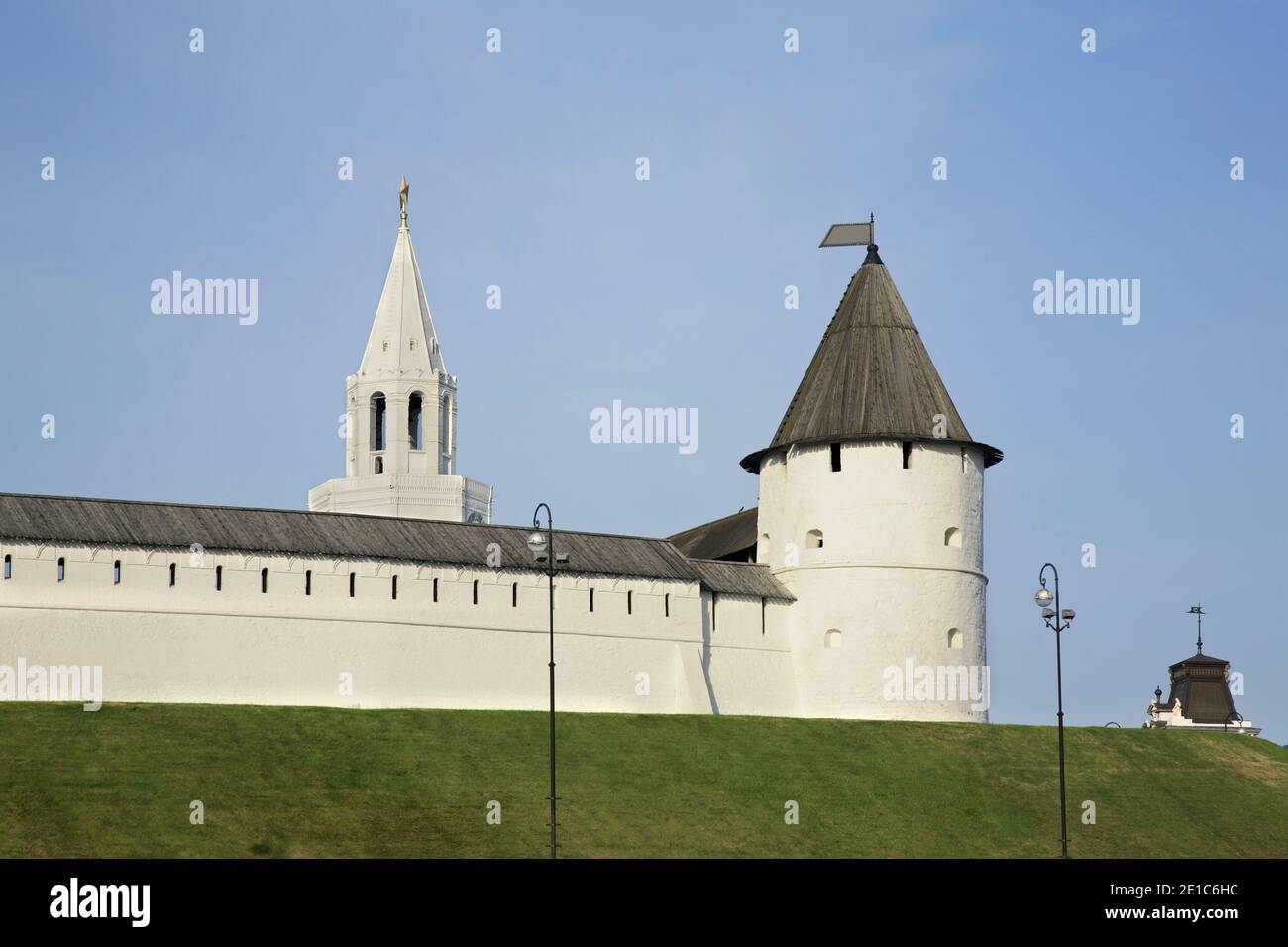 Spasskaya and South-Western towers of Kazan Kremlin. Tatarstan, Russia ...
