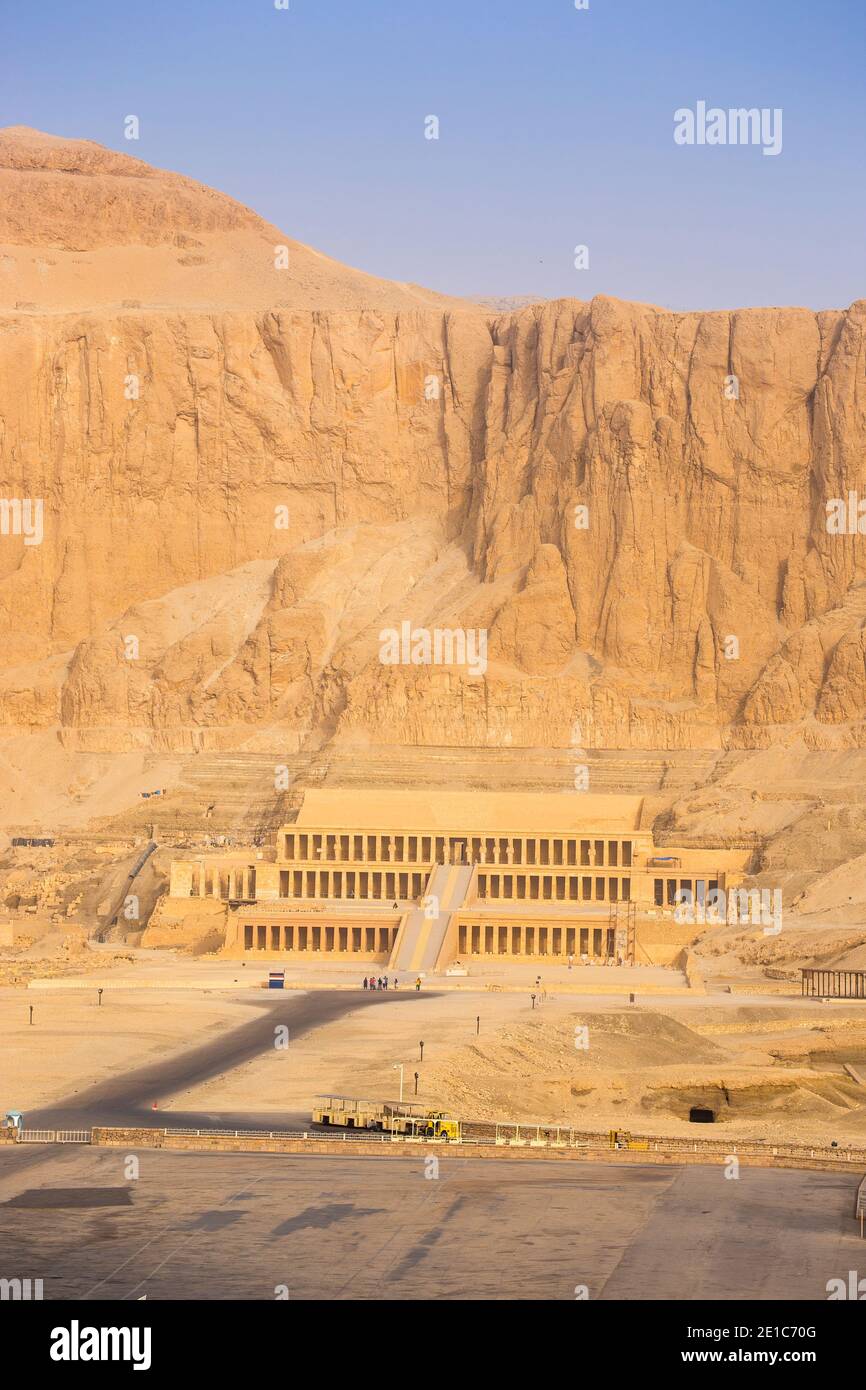 Egypt, Luxor, West Bank, Deir Al Bahri, Temple of Hatshepsut also known as Djeser-Djeseru, Holy ...