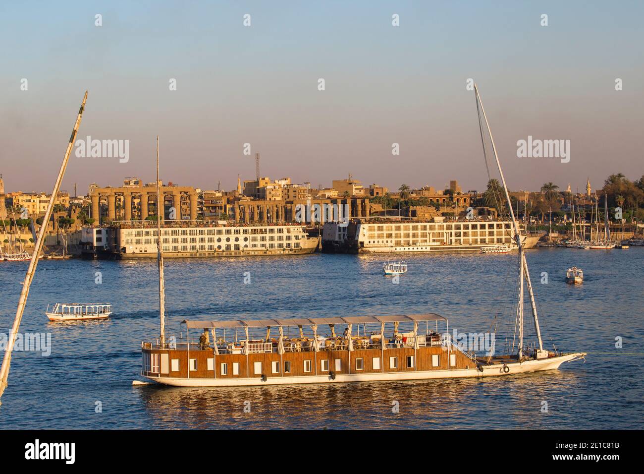 Egypt, Luxor, View of River Nile and Luxor temple Stock Photo - Alamy