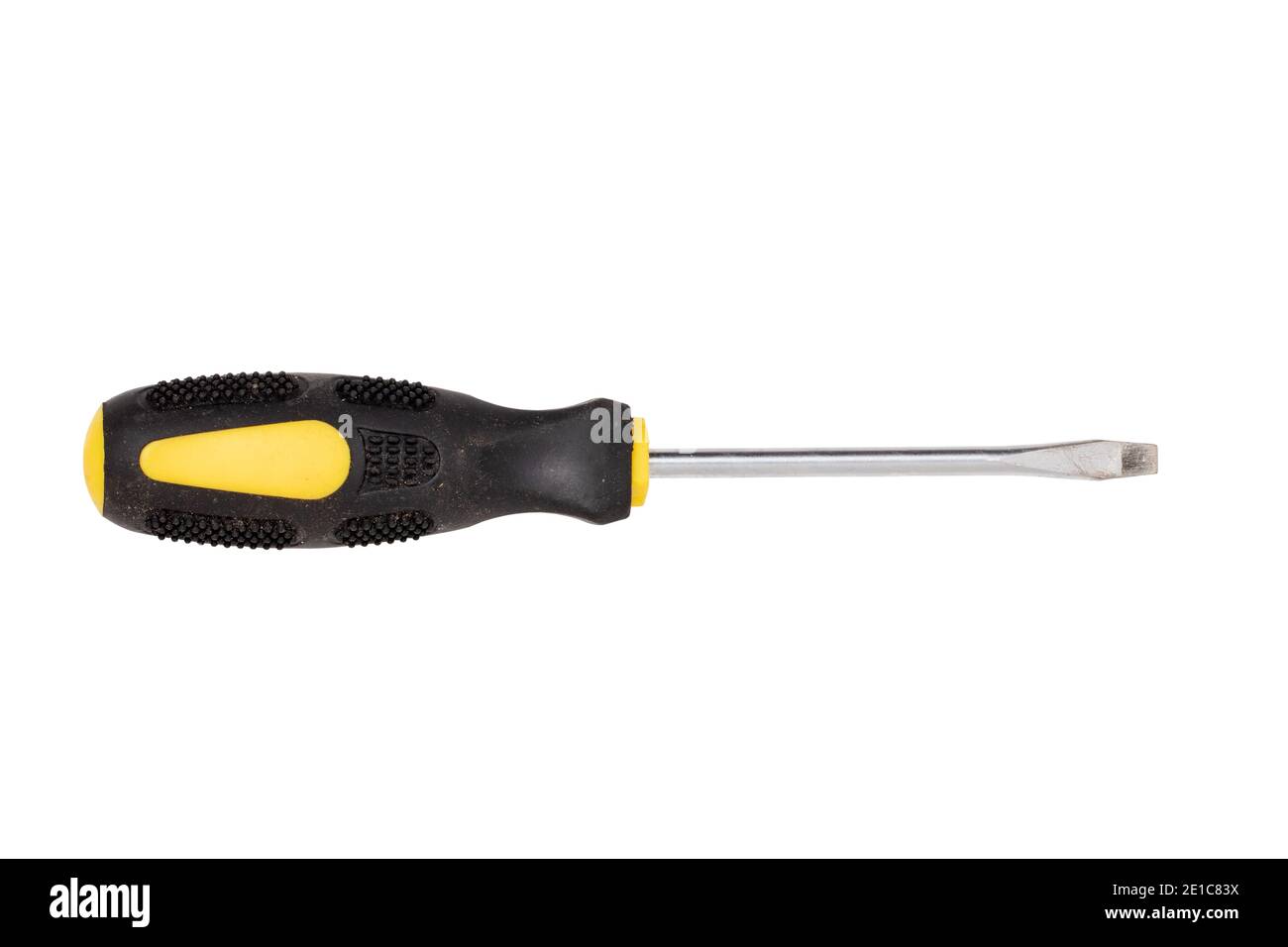 Hand tools isolated. Close-up of a professional black and yellow ...