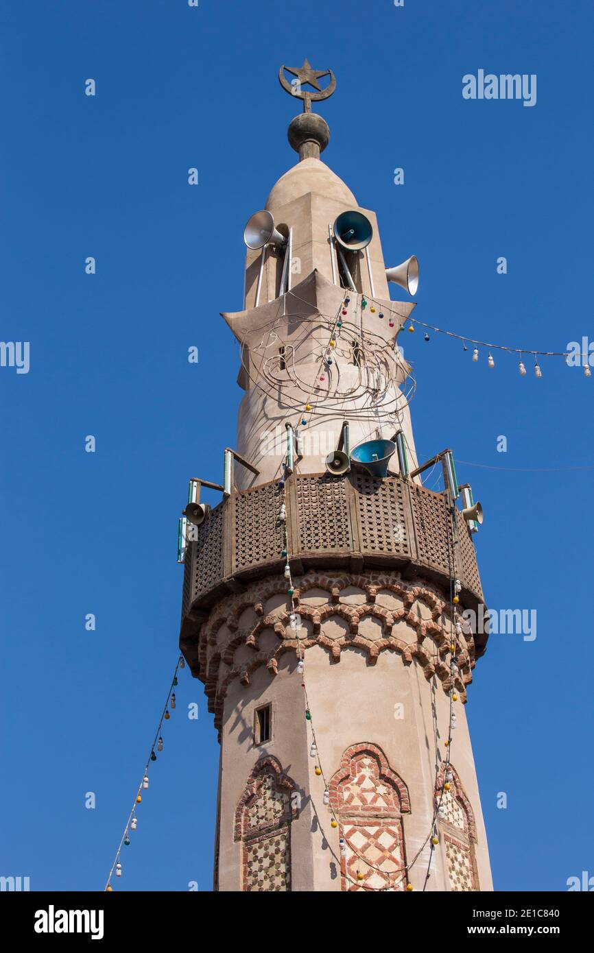 Egypt, Luxor, The Mosque of Abu Haggag standing atop the ruins of Luxor ...