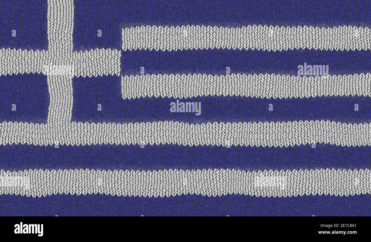 Illustration of a Knitted Flag of Greece Stock Photo - Alamy