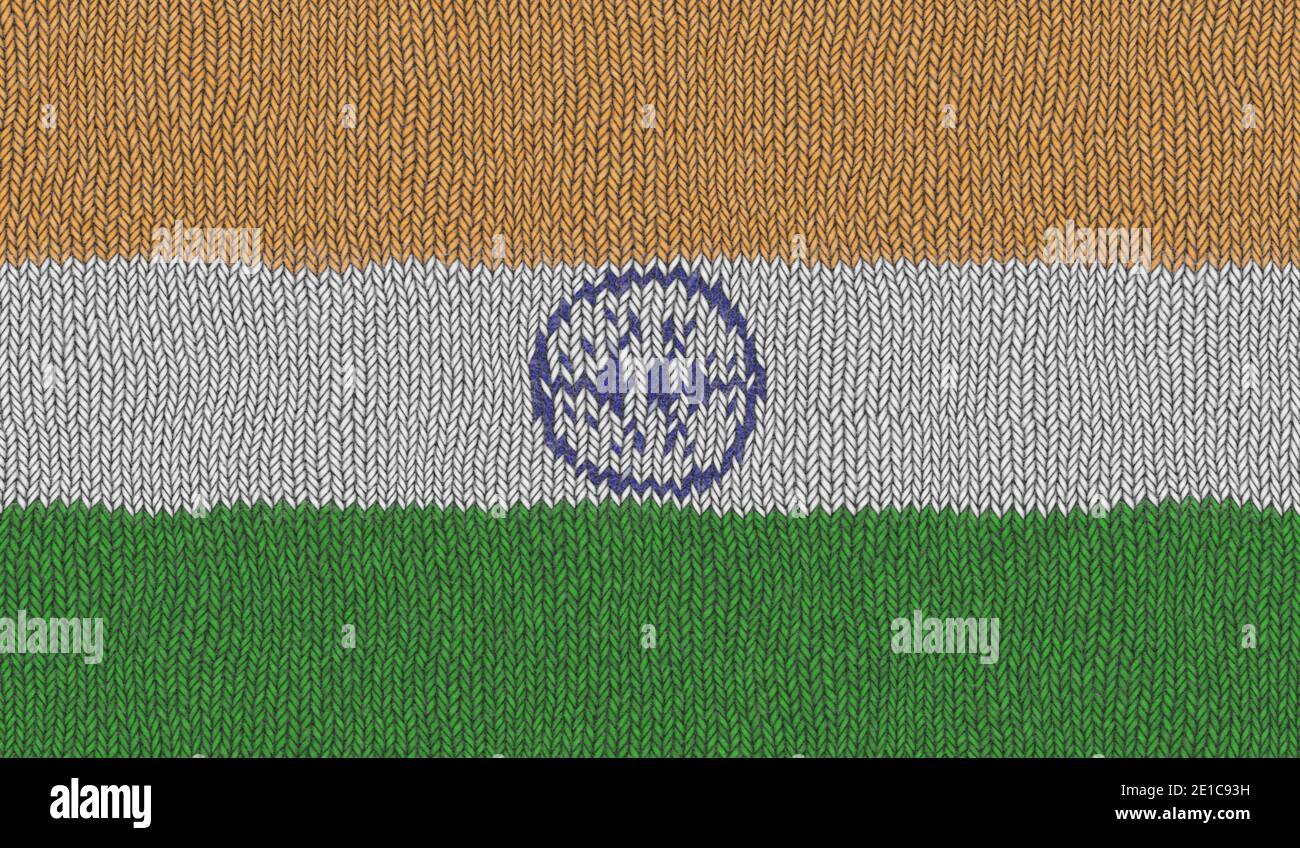 Illustration of a Knitted Flag of India Stock Photo - Alamy