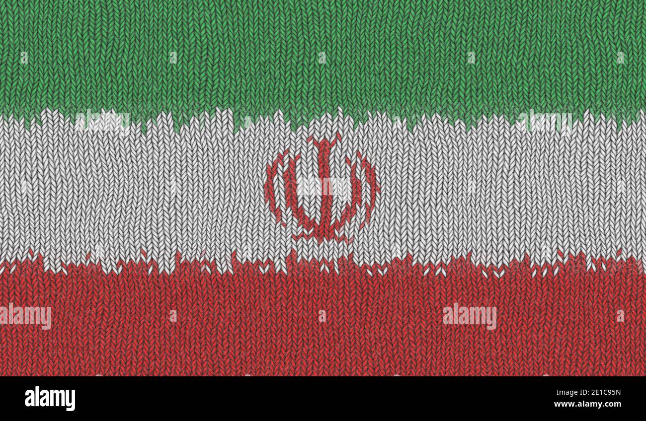 Illustration of a Knitted Flag of Iran Stock Photo - Alamy