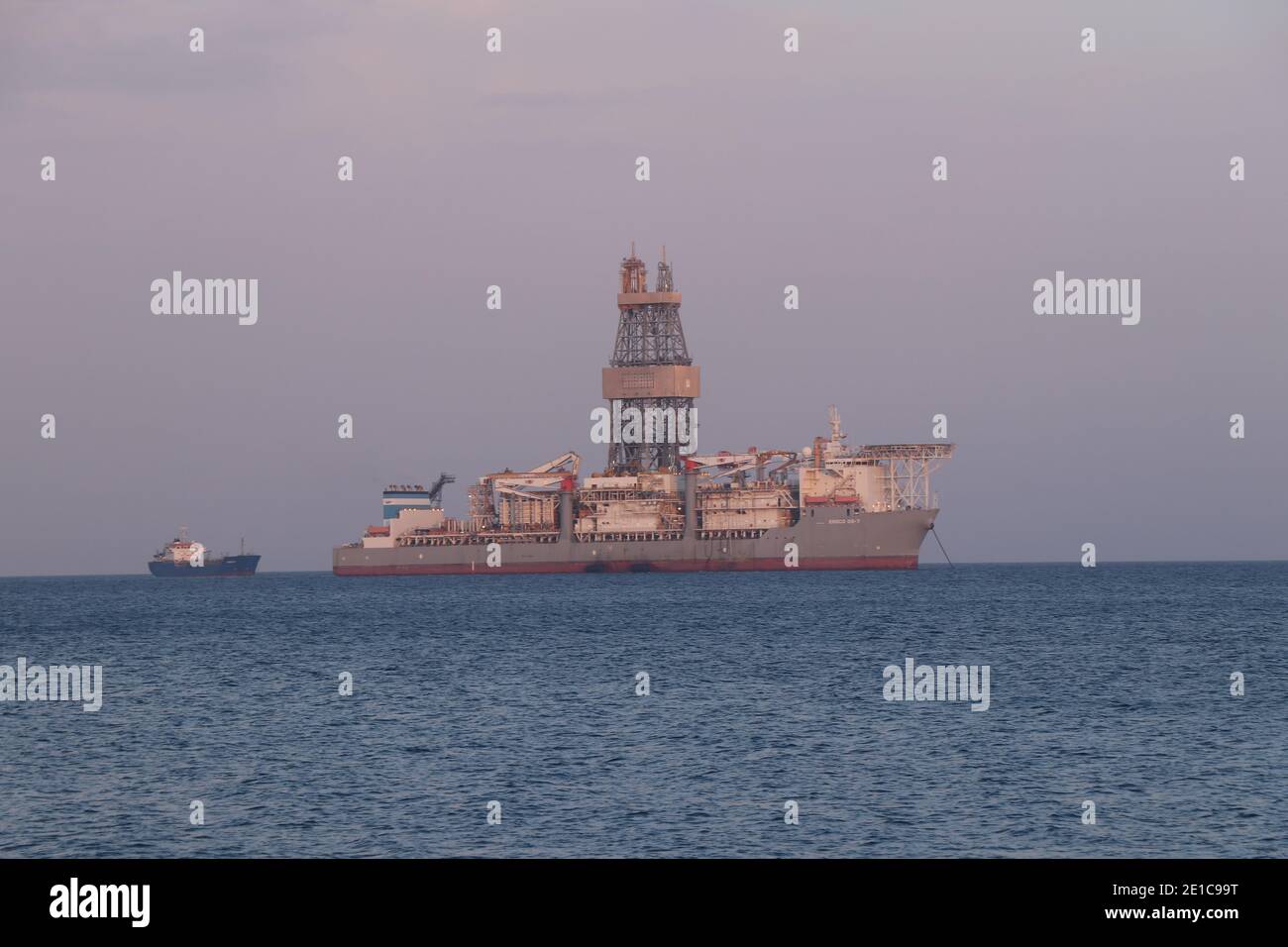Huge ship on transport of diesel moored near Limassol city. Tanker ...
