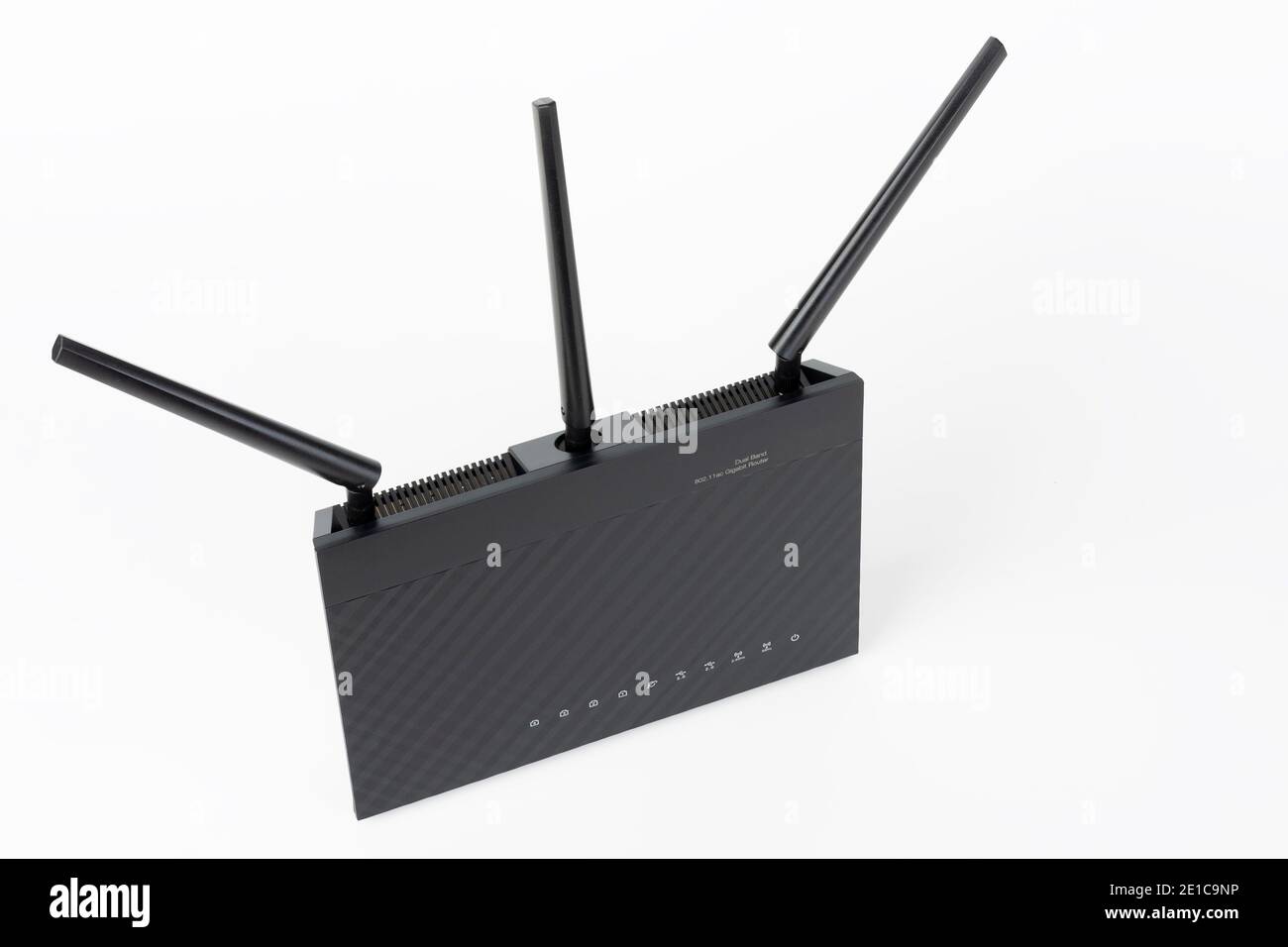 Dual-band gigabit Wi-Fi router with three antennas. Wireless device on ...