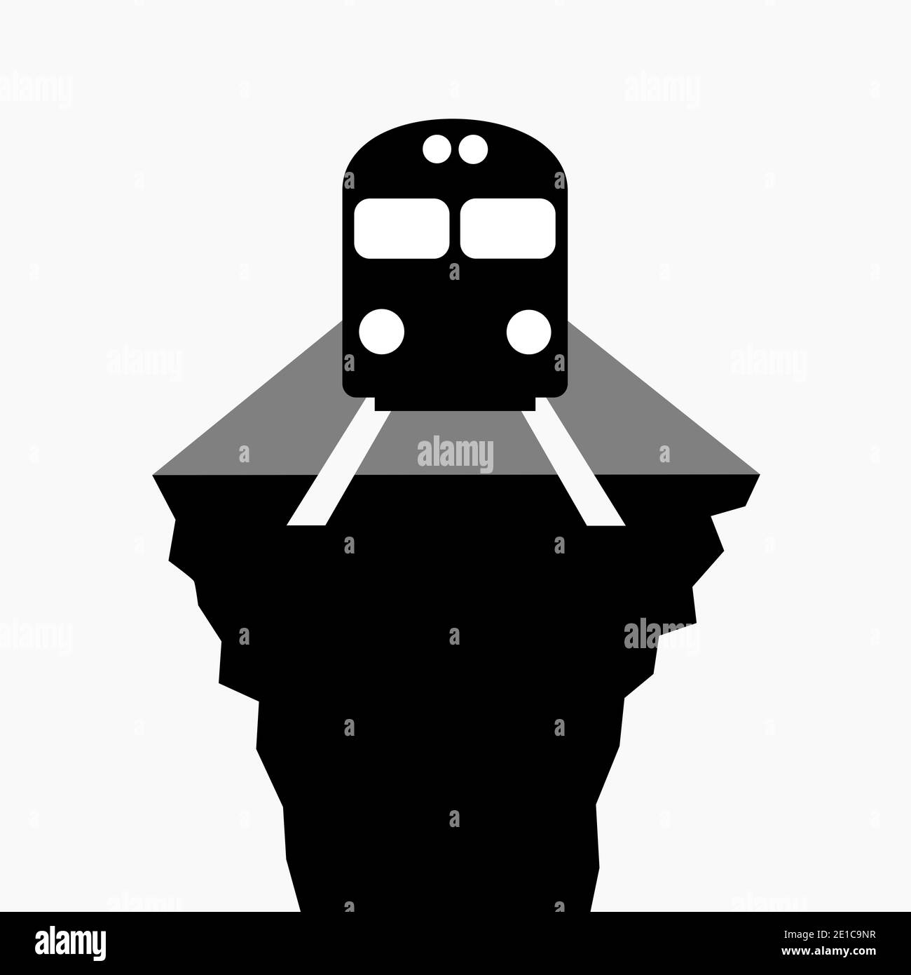 Railroad track is ending and train is goint to fall into ravine and ...