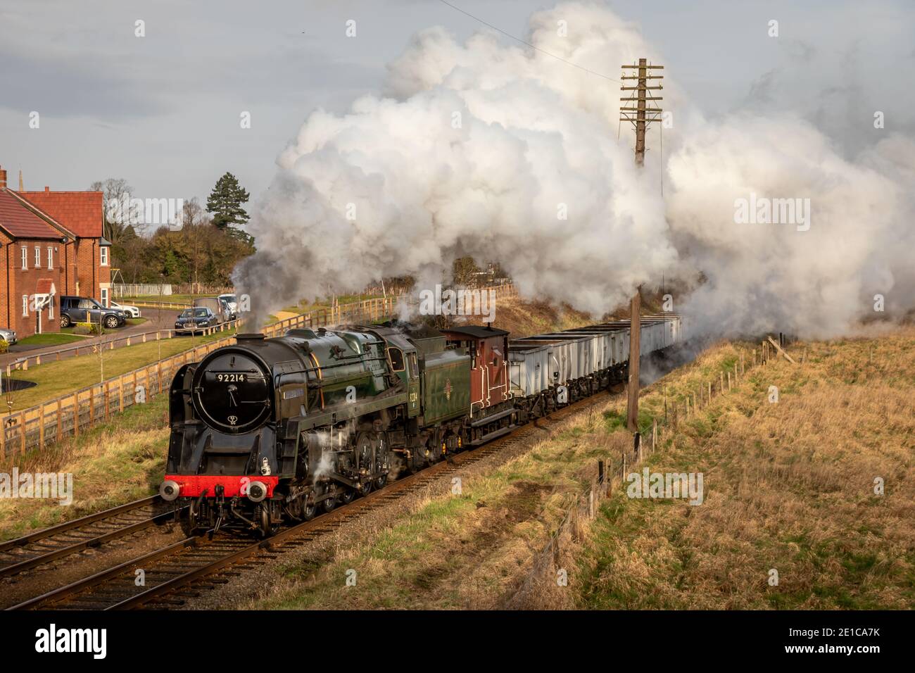 Br 9f locomotive 92214 central hi-res stock photography and images - Alamy