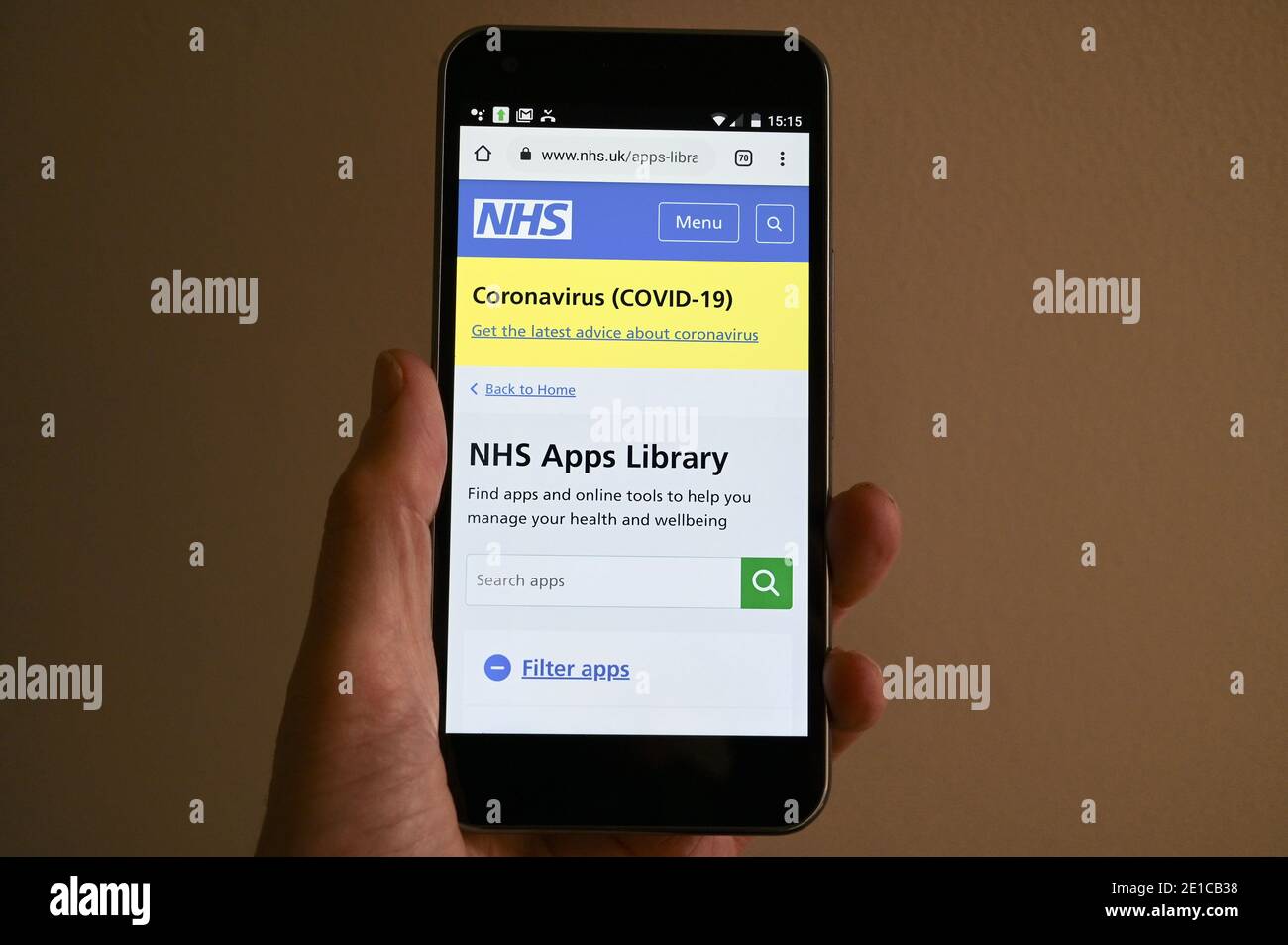 Mobile phone screen displaying NHS Apps Library Stock Photo - Alamy