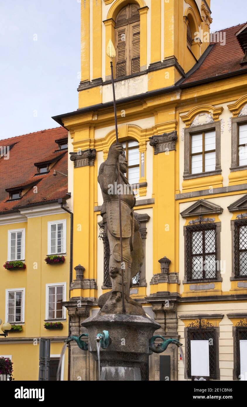 Fountain with statue of Roland at Square of King George of Podebrady ...