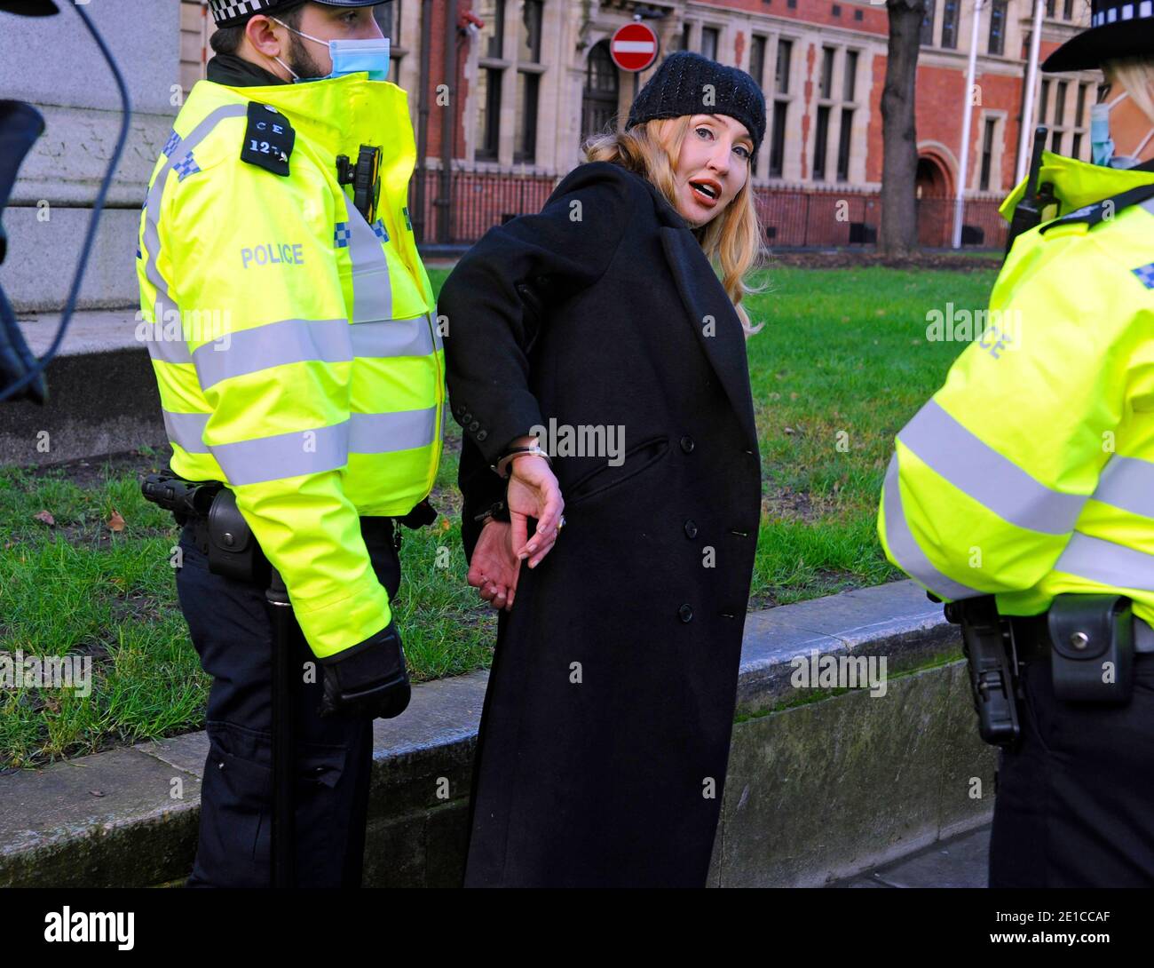 London, UK. 6th Jan, 2021. Debbie Hicks, anti-lockdown activist ...