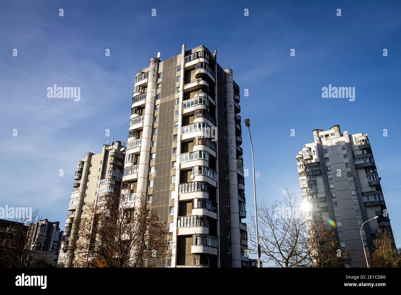 Soviet concrete apartment buildings in Vilnius, Lithuania. Apartment ...