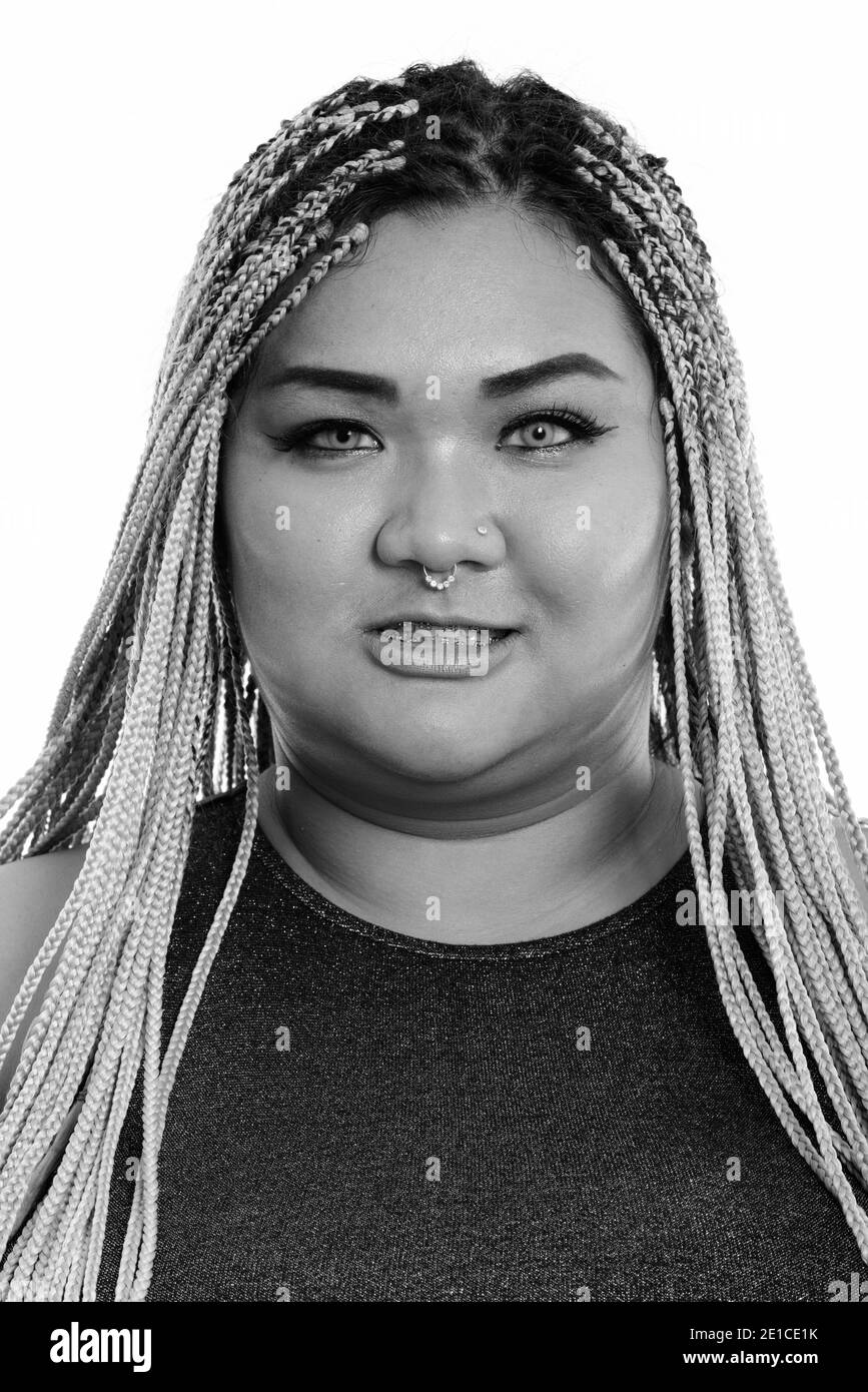 Face of young happy fat Asian woman smiling wearing nose ring Stock ...