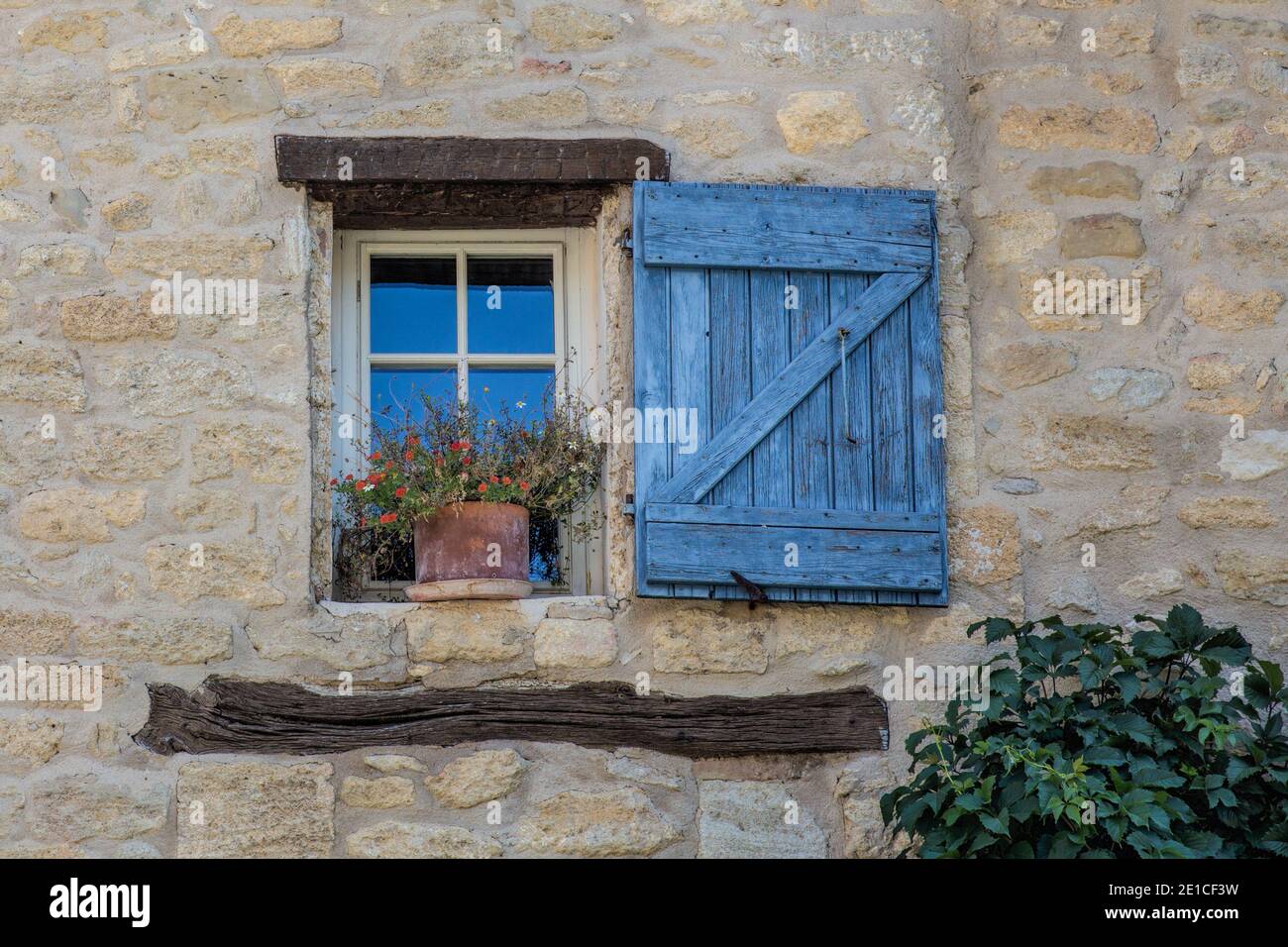 Window and blue shutter in Provence, France Stock Photo - Alamy
