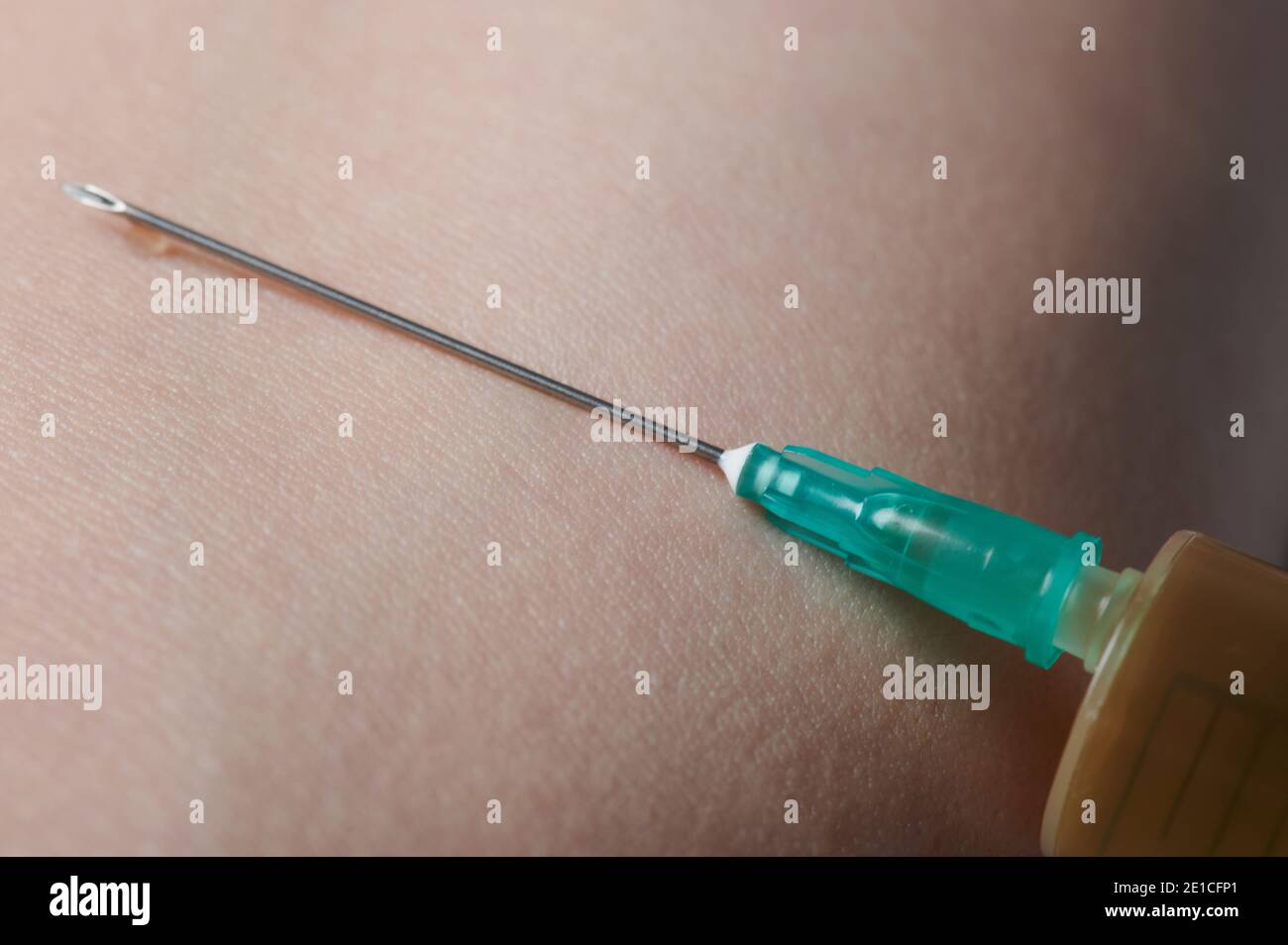 Making injection shot theme with syringe macro close up view Stock ...