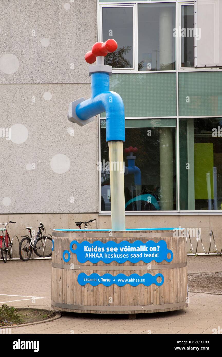 Big tap in front of AHHAA science center in Tartu. Estonia Stock Photo ...