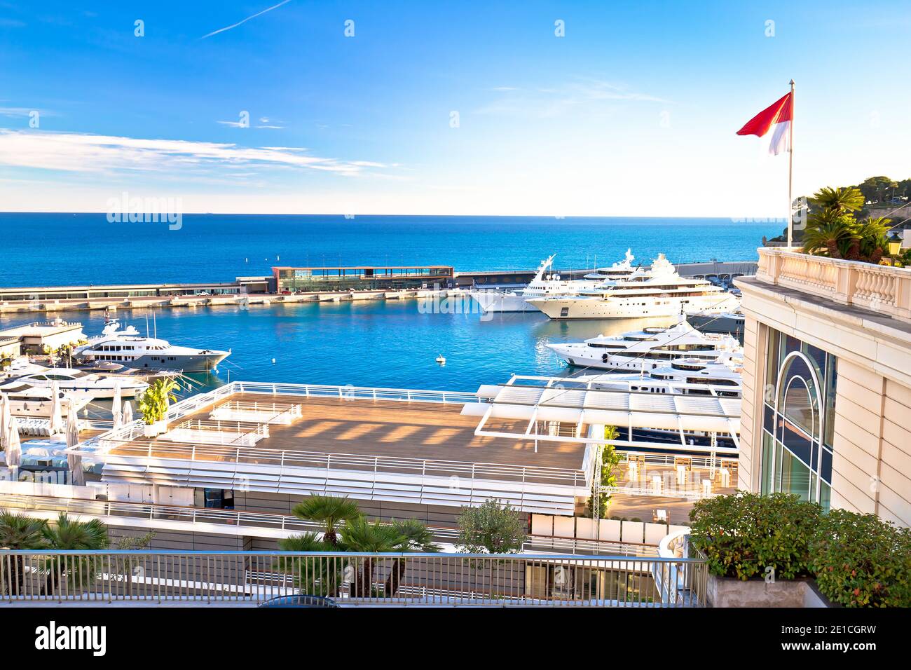Monte Carlo yachting harbor and waterfront view, Principality of Monaco ...