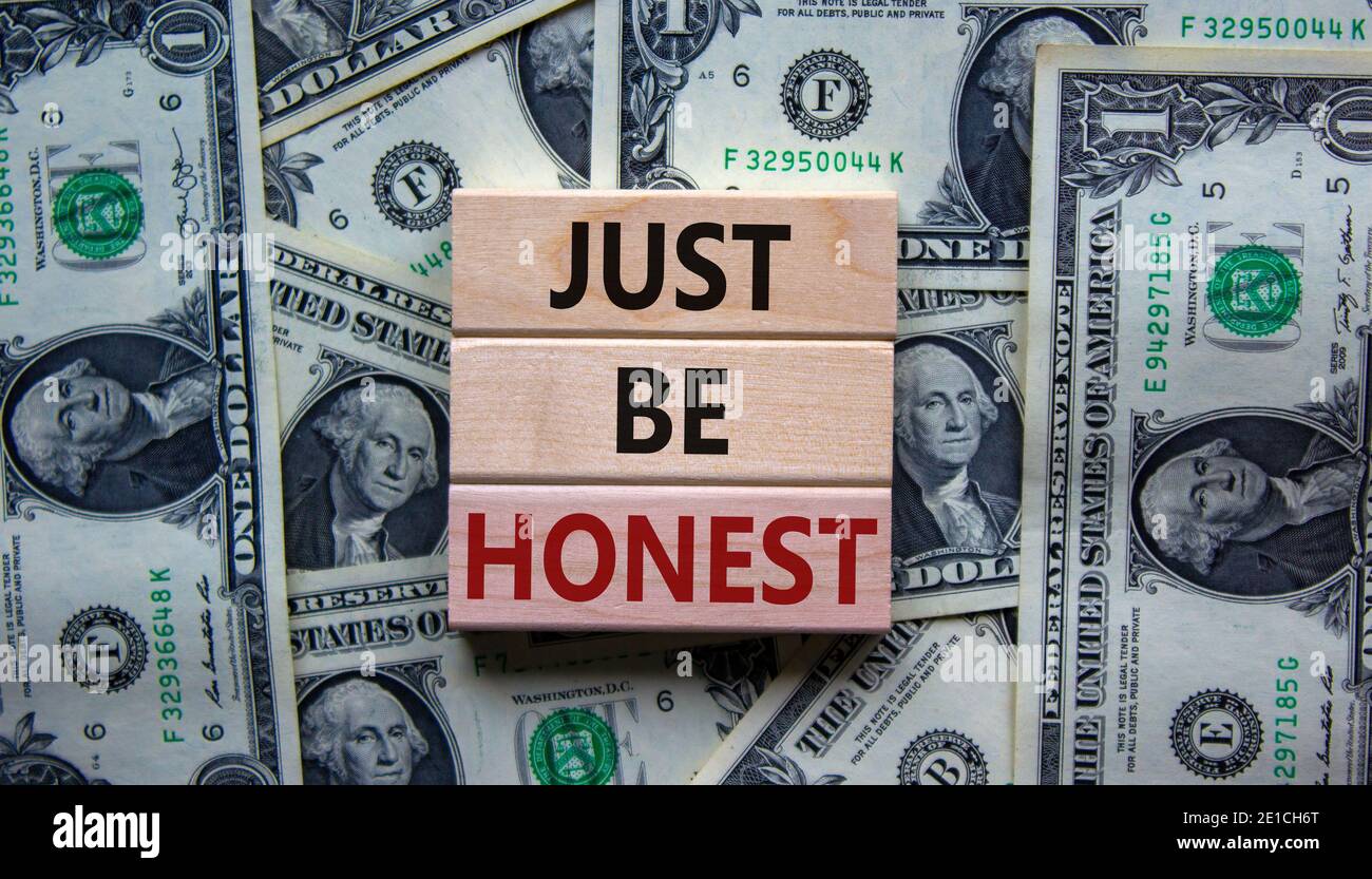 Just be honest symbol. Concept words 'Just be honest' on wooden blocks ...