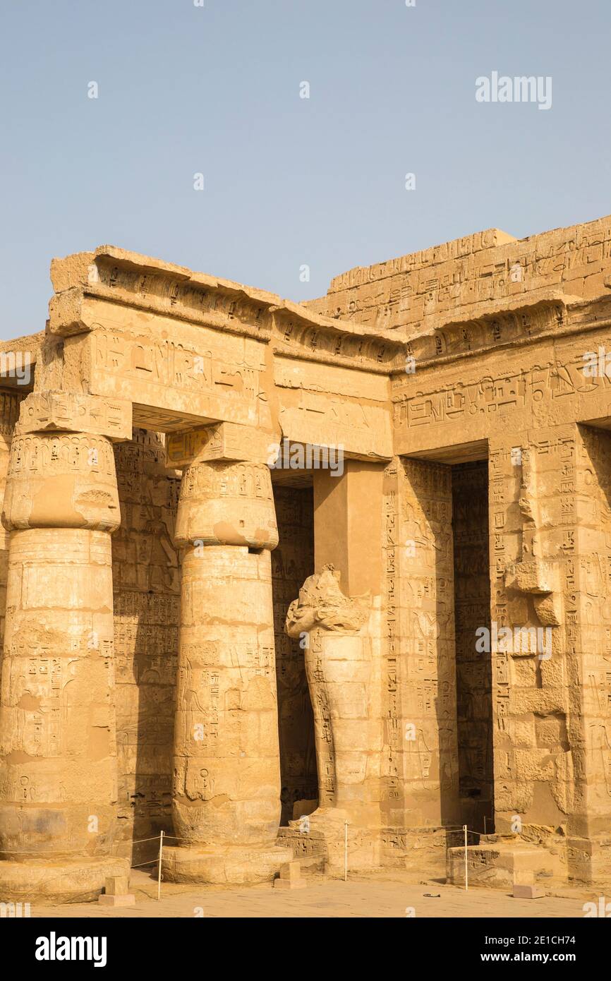 Egypt, Luxor, West Bank, The temple of Ramesses 111 at Medinet Habu ...