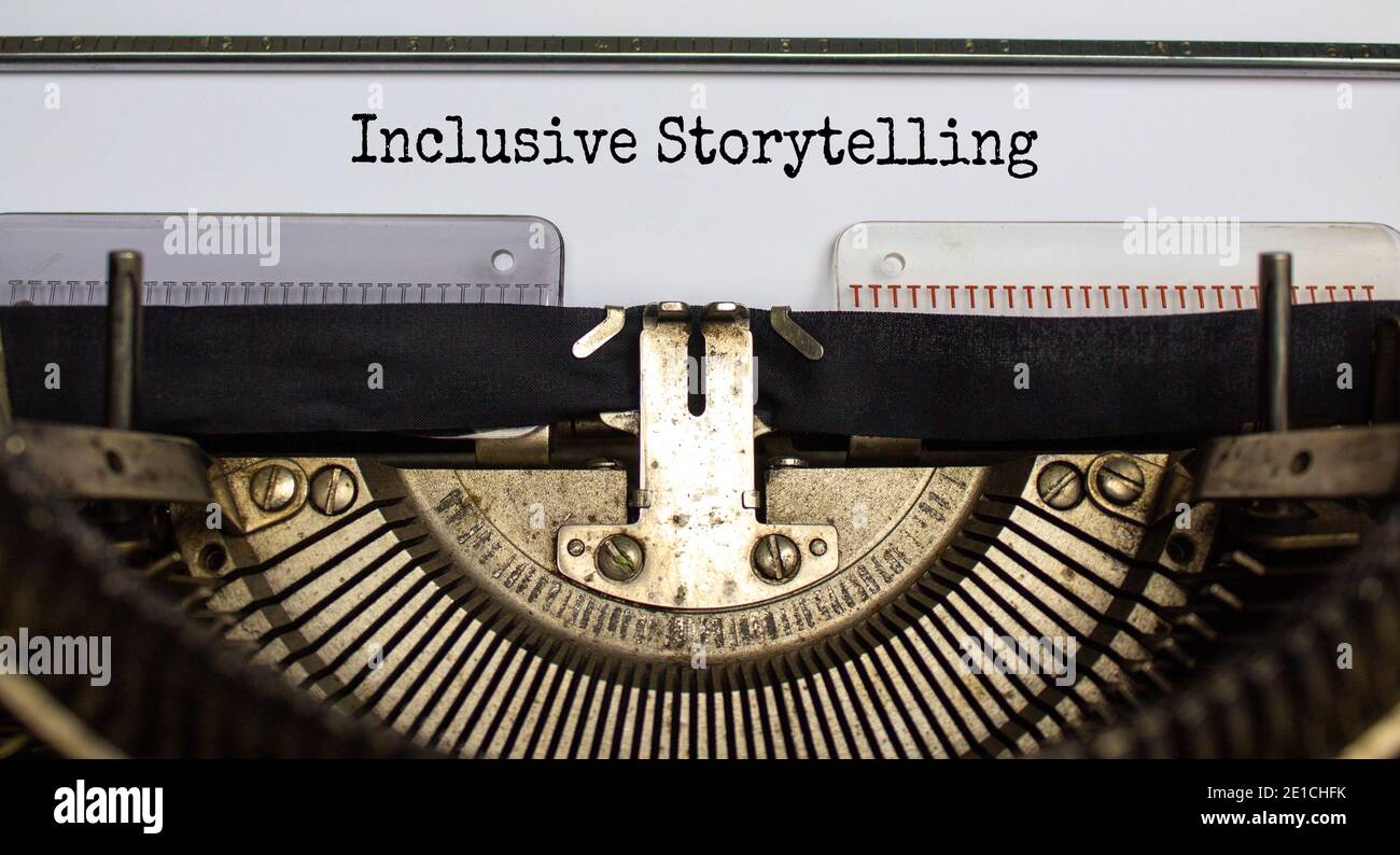 Inclusive storytelling symbol. Words 'Inclusive storytelling' typed on ...