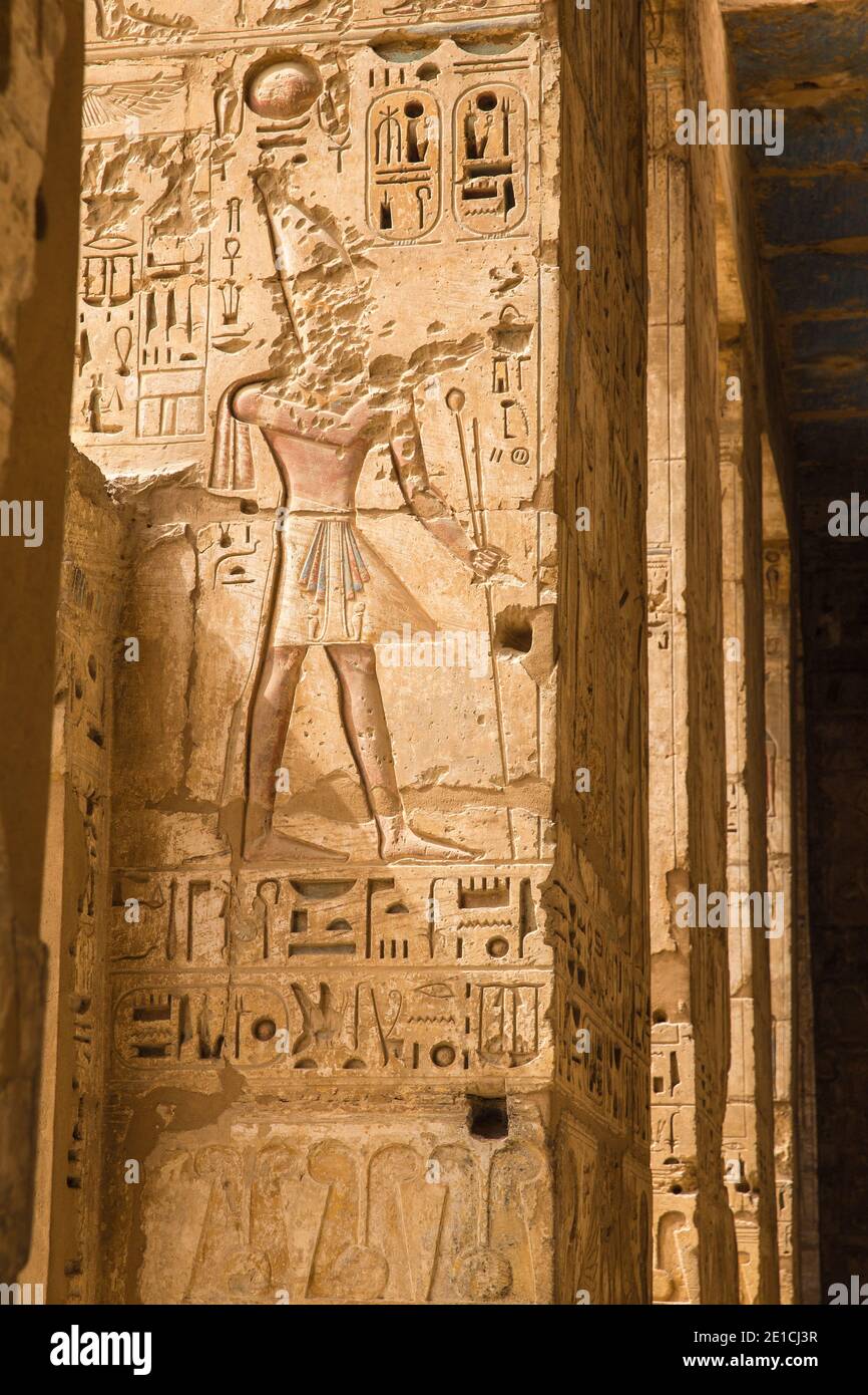 Egypt, Luxor, West Bank, The temple of Ramesses 111 at Medinet Habu ...